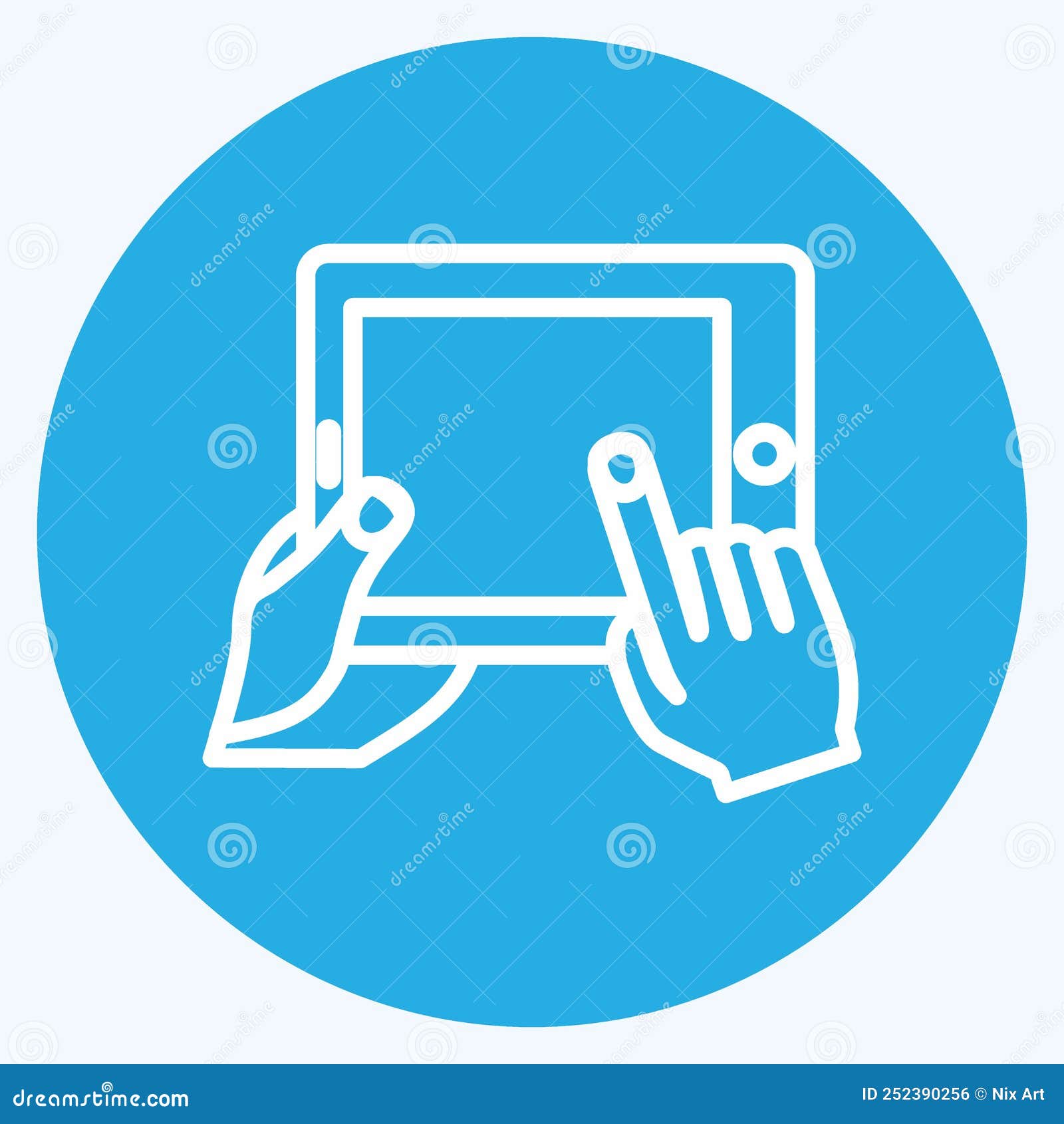 Icon Using Tablet. Suitable for Hand Actions Symbol. Blue Eyes Style ...