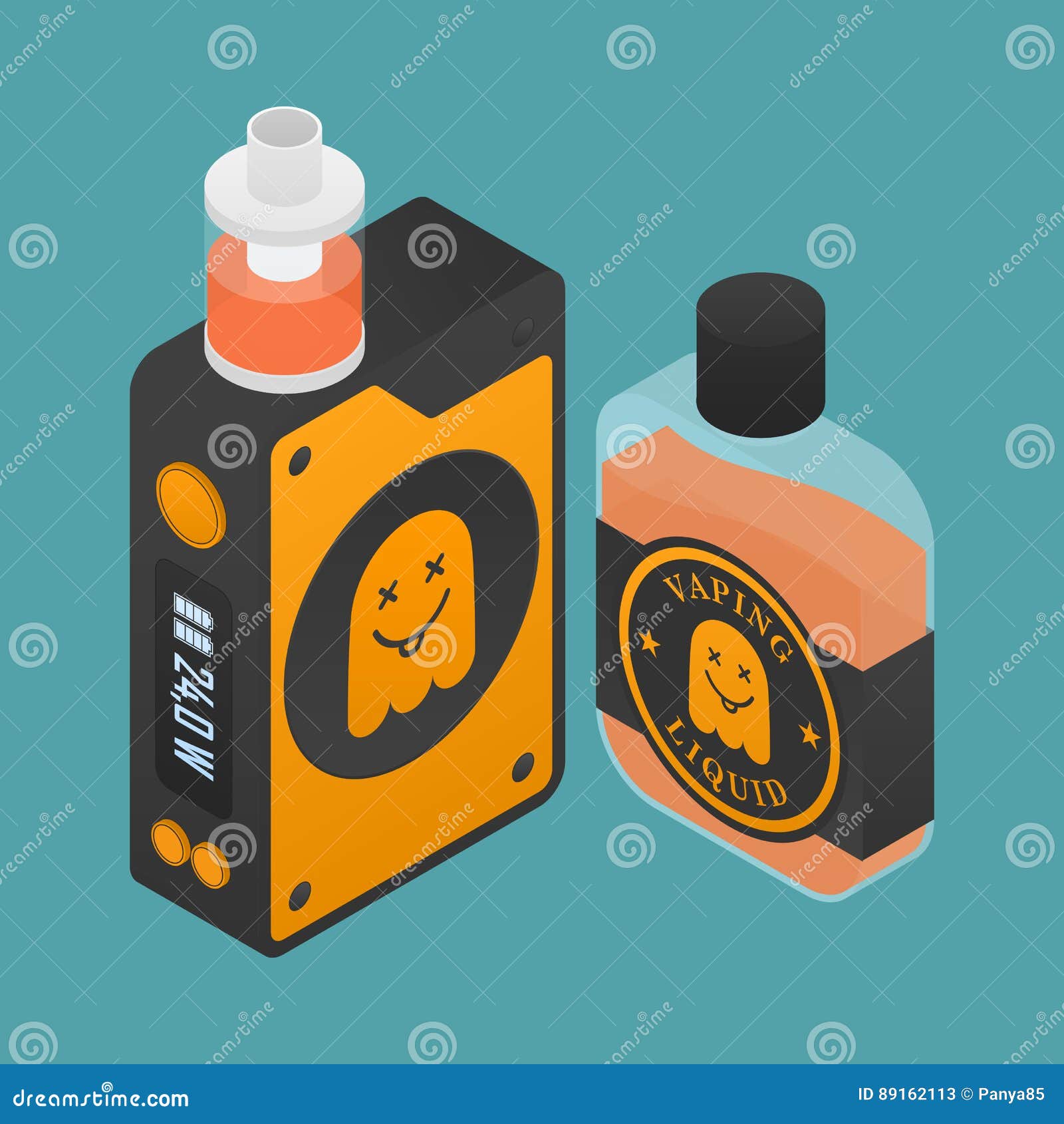 Icon Of Vape Device With Ghost Silhouette. Electronic Cigarette With E ...