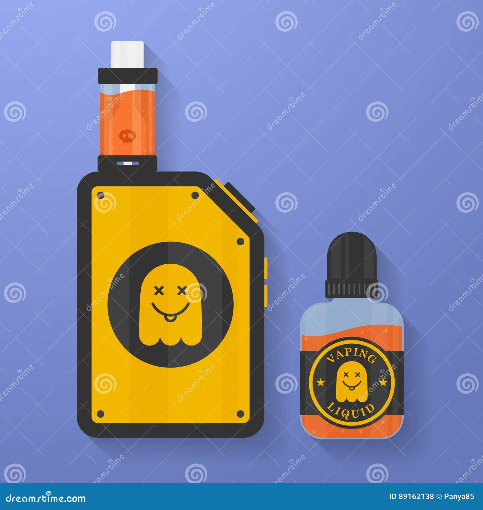 Icon of Vape Device with Ghost Silhouette. Electronic Cigarette with E ...