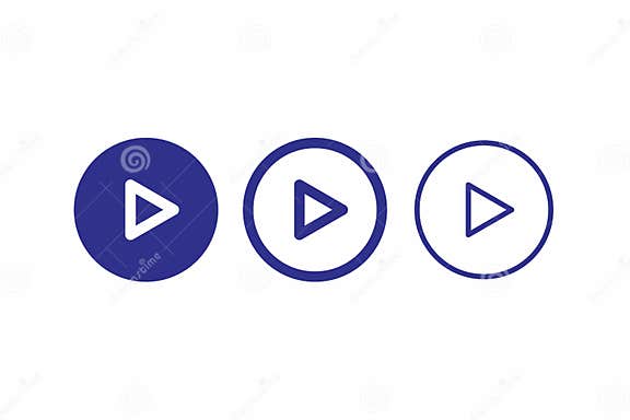 Icon Variation Play Button Circle Blue Color Stock Vector ...