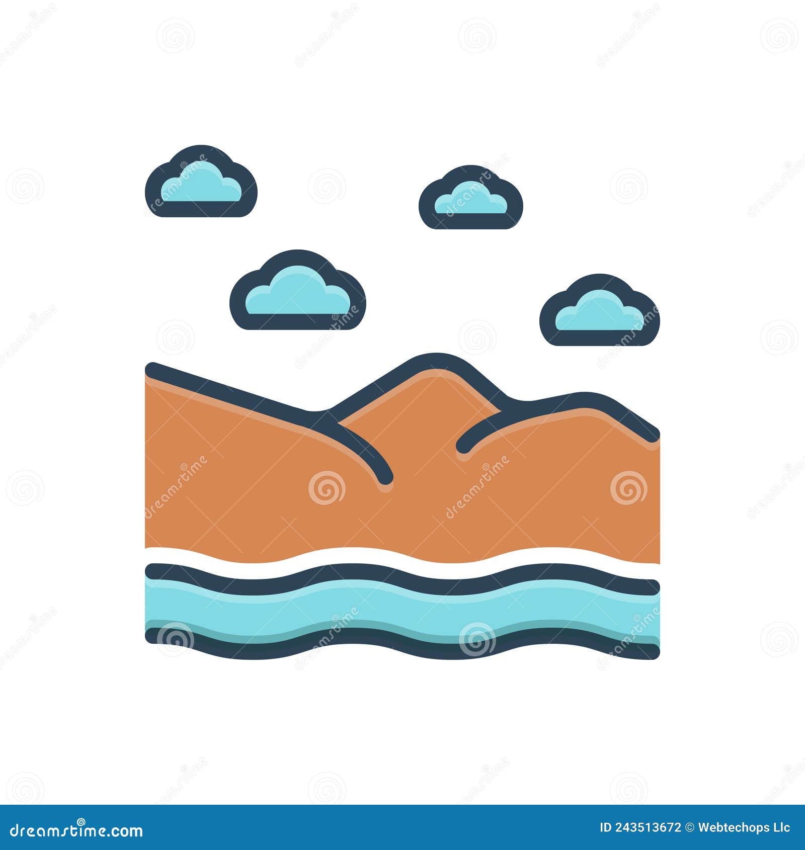 Color Illustration Icon for Vast, Flood and Mountain Stock Illustration ...
