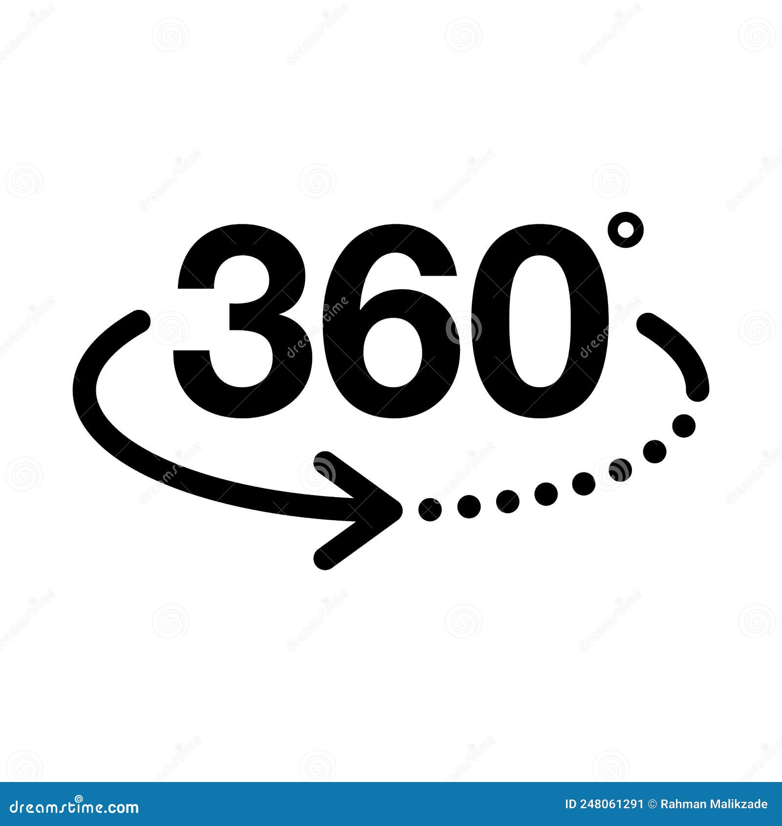Icon Vector of 360-degree App for 360-area View and Circular Arrows in ...