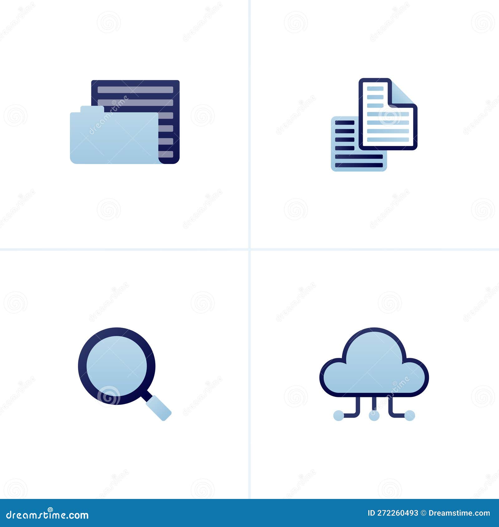 Icon Vector of File and Document Storage Folder, Two Stacked Documents ...