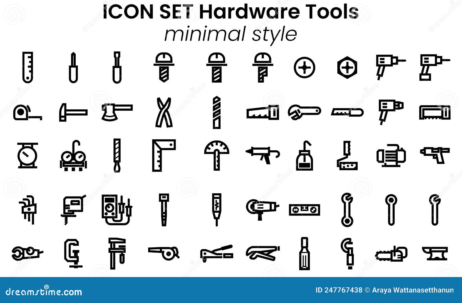Icon Vector Pack of Hardware Tools As Flat Minimal Style Outline Stroke ...