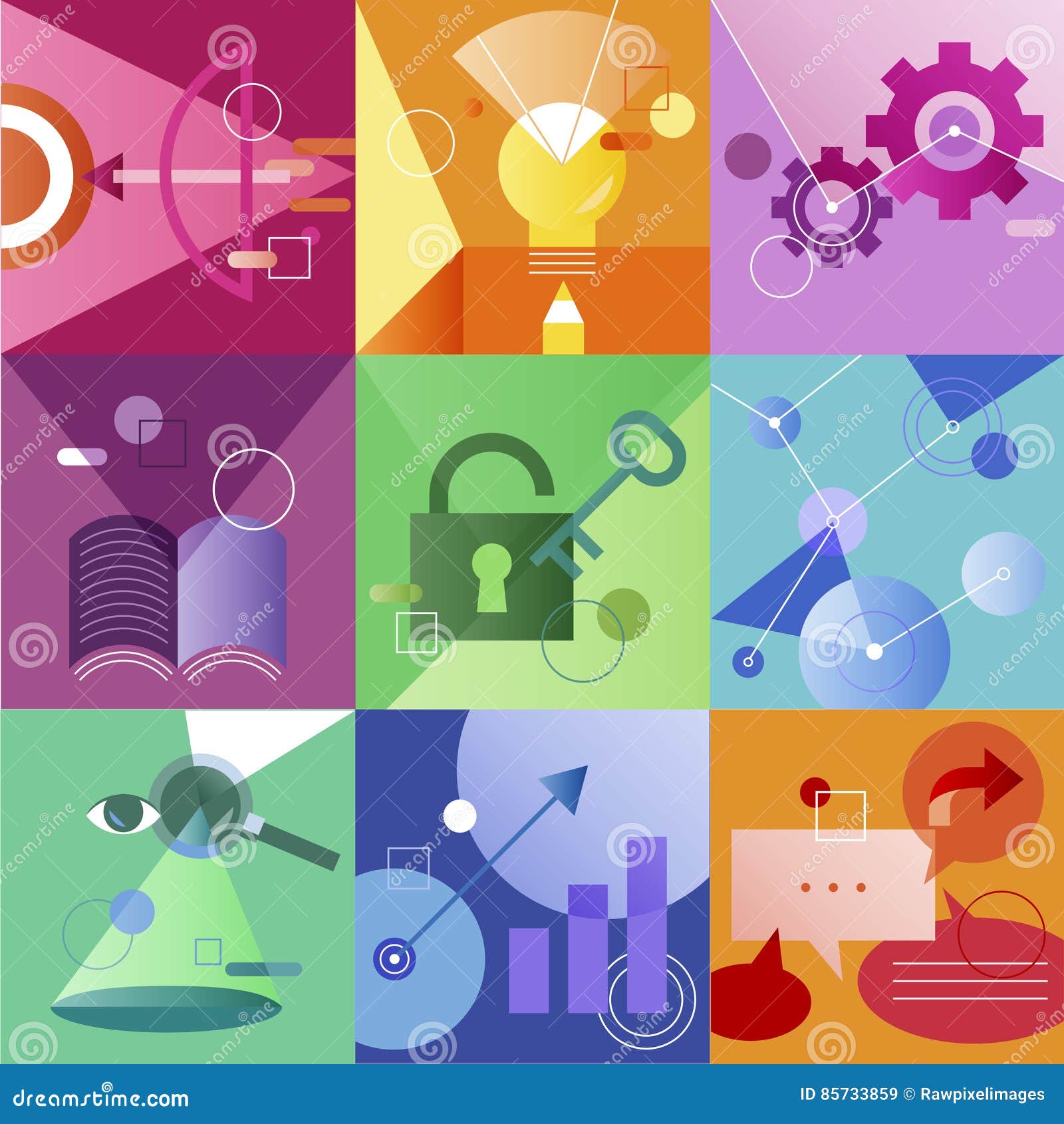 Icon Vector Set Business Graphic Colorful Stock Vector - Illustration ...