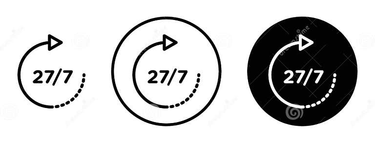 24 7 Icon Vector Set on White Background Stock Vector - Illustration of ...