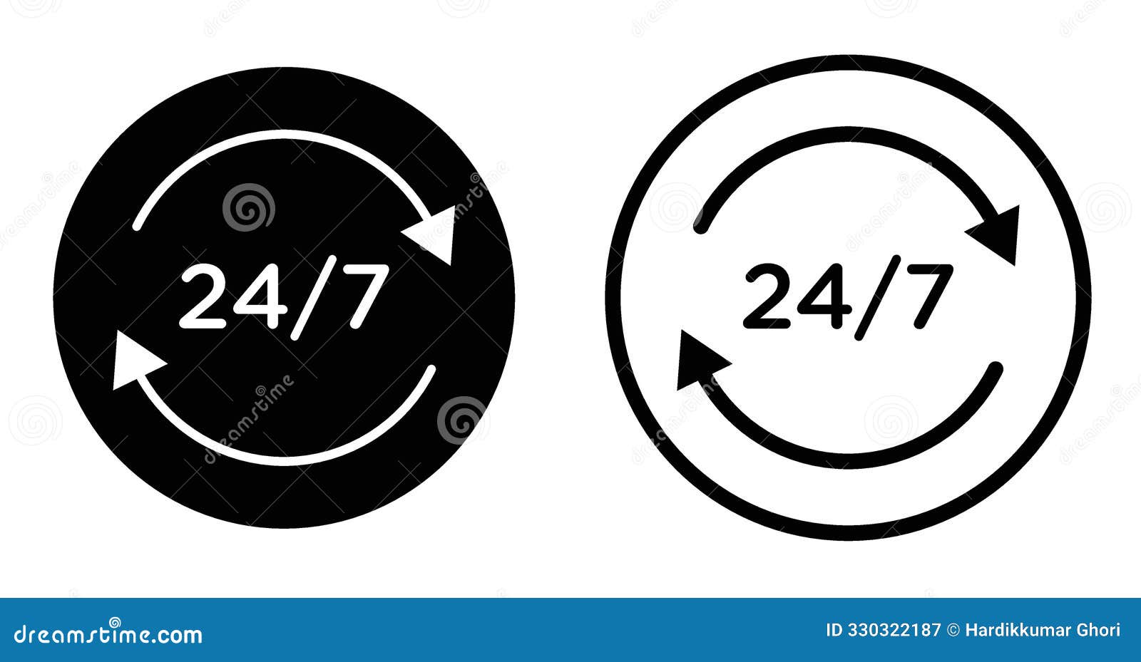 24 7 Icon Vector Set on White Background Stock Vector - Illustration of ...