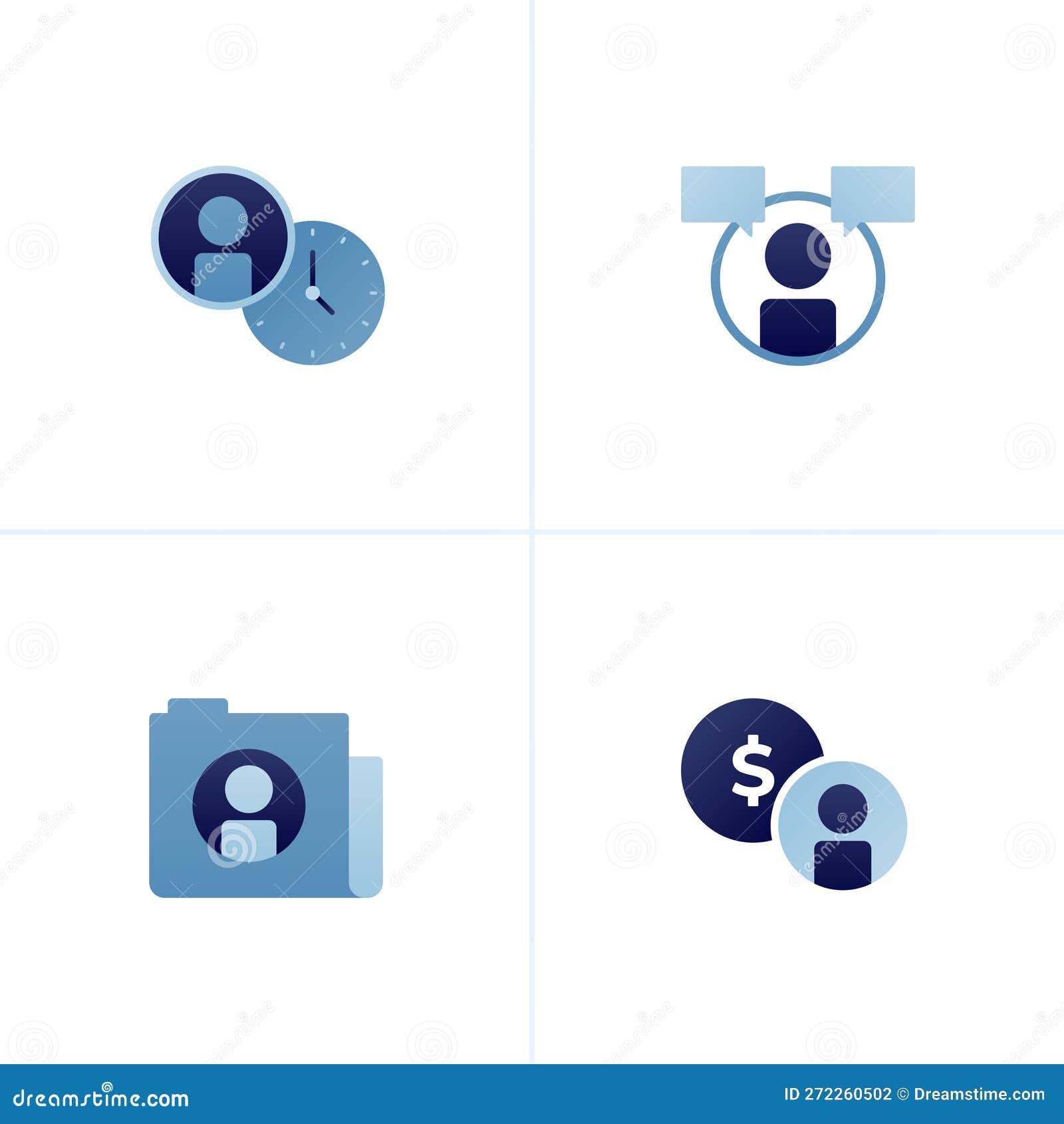 Icon Vector of User Profile Avatar and Clock, Conversations or Helpdesk ...