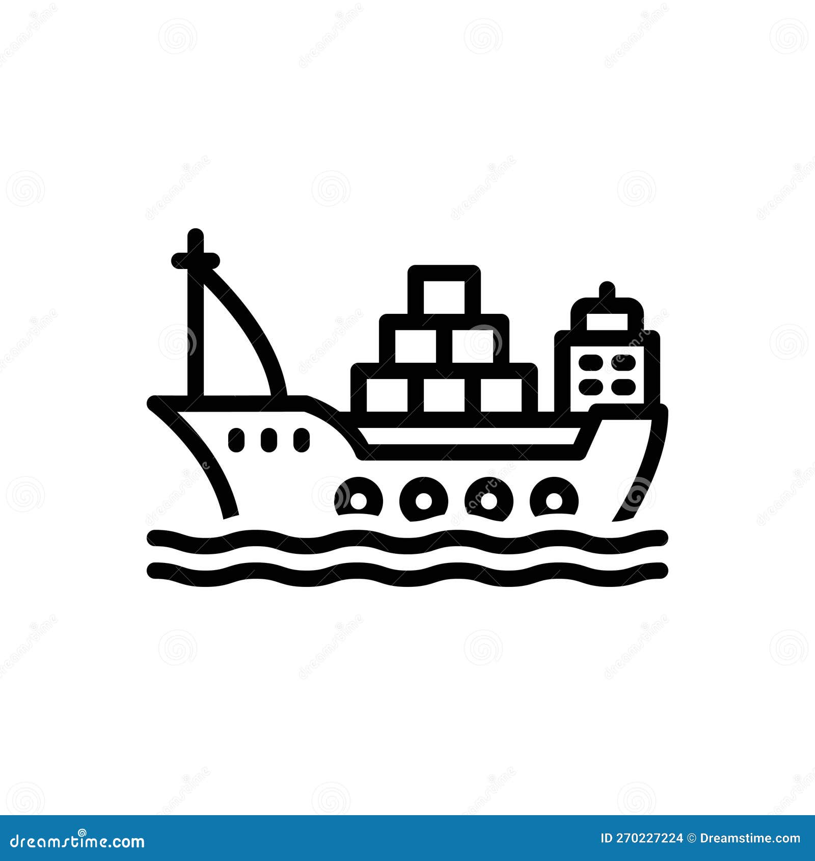 Black Line Icon for Vessels, Ship and Water Stock Vector - Illustration ...