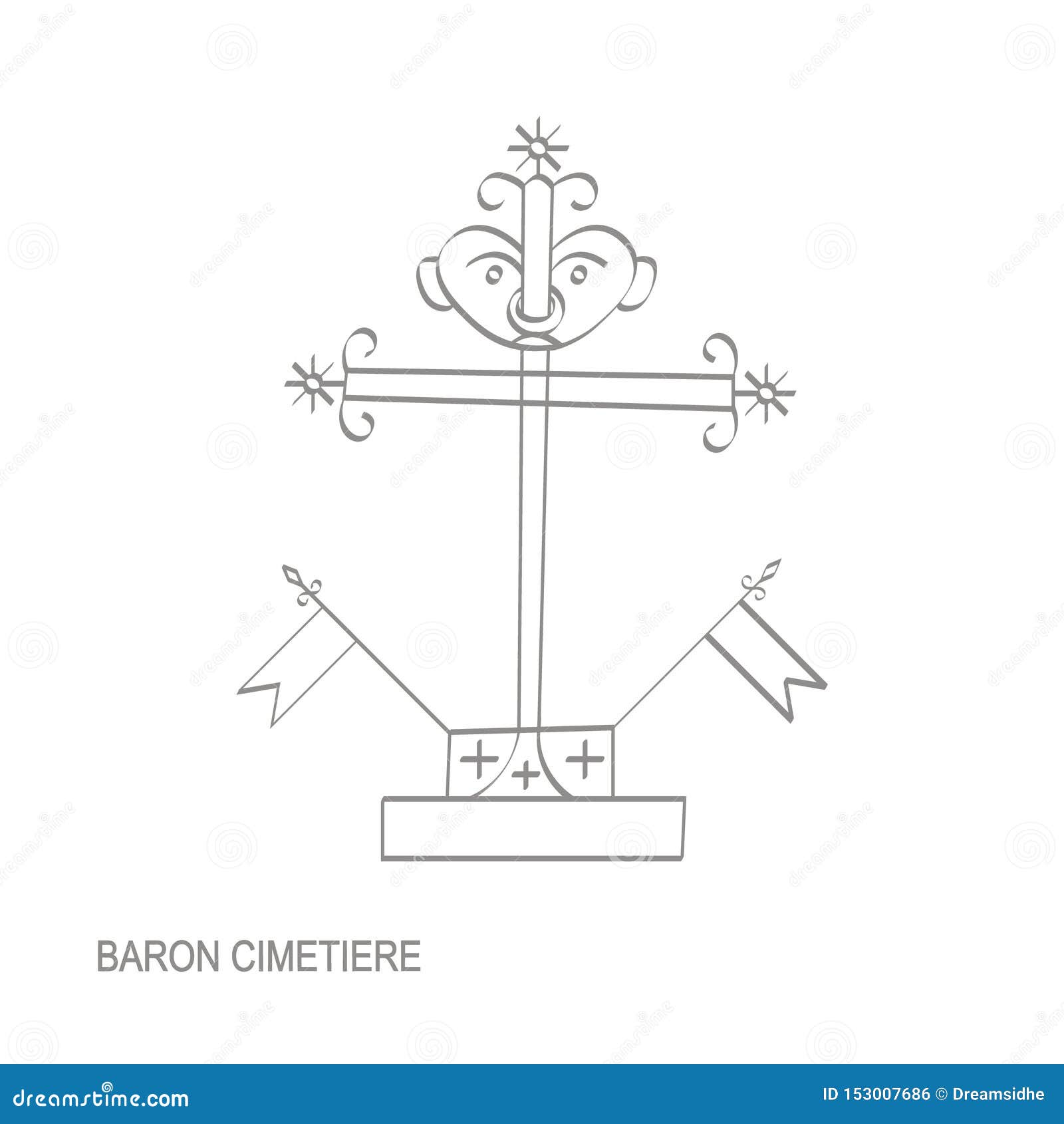 Icon with Veve Vodoo Symbol Baron Cimetiere Stock Vector - Illustration ...