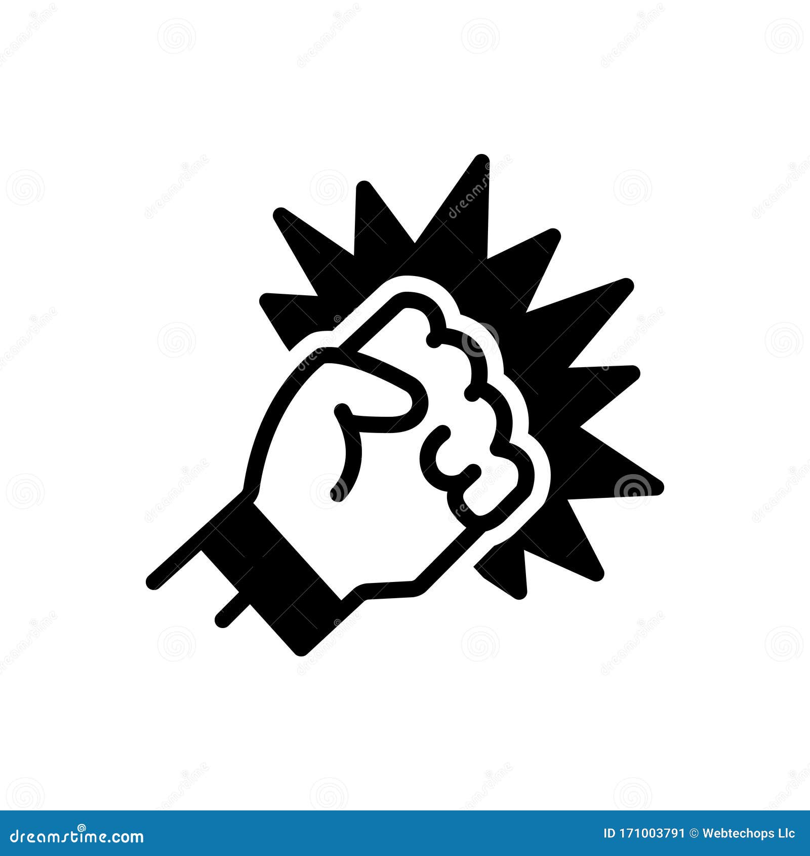 Black Solid Icon for Violence, Ruckus and Ragging Stock Vector ...
