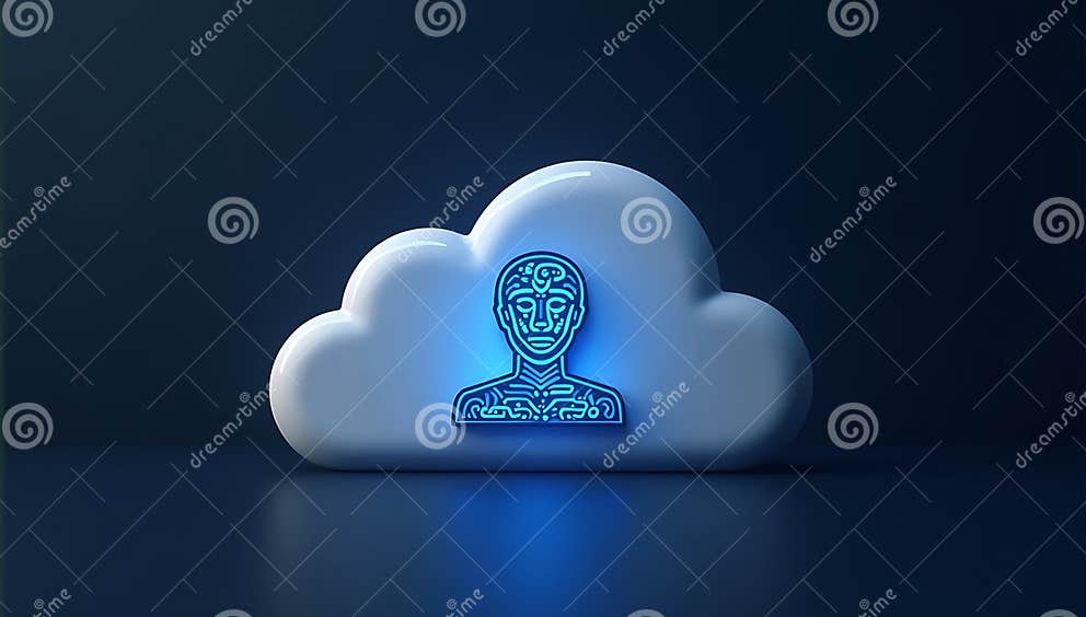 An Icon of a Virtual AI Assistant within a Cloud, Symbolizing Cloud ...