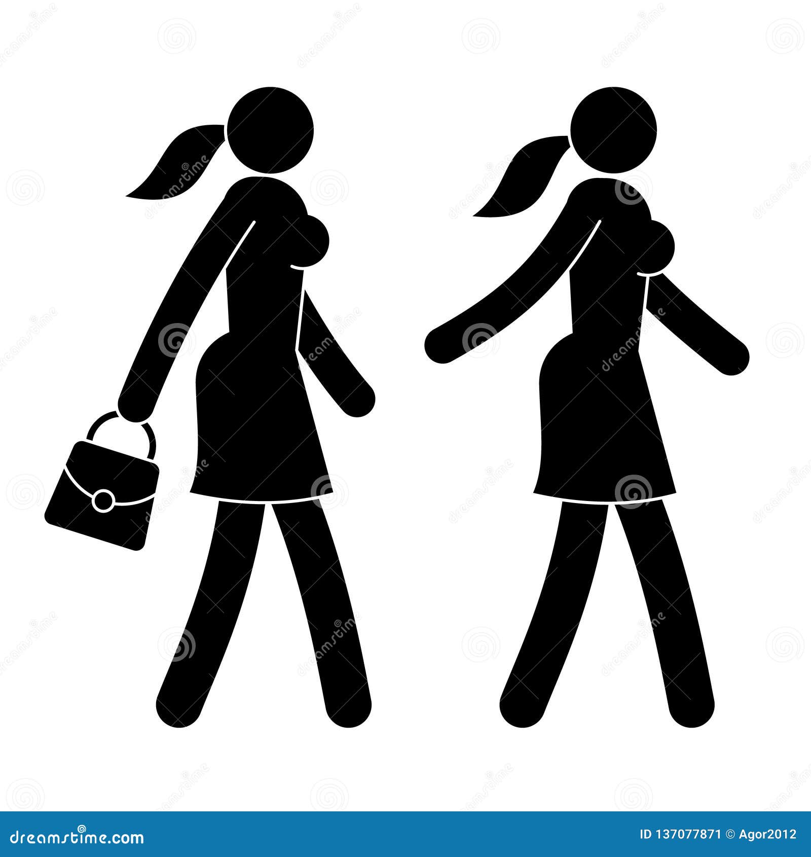 Icon of walking woman stock vector. Illustration of pictogram - 137077871