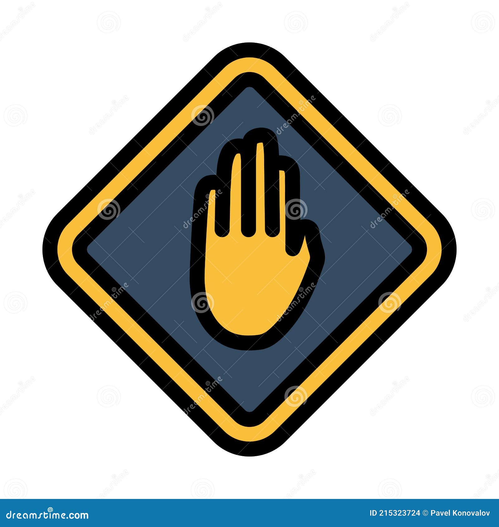 Icon of Warning Hand stock vector. Illustration of octagon - 215323724