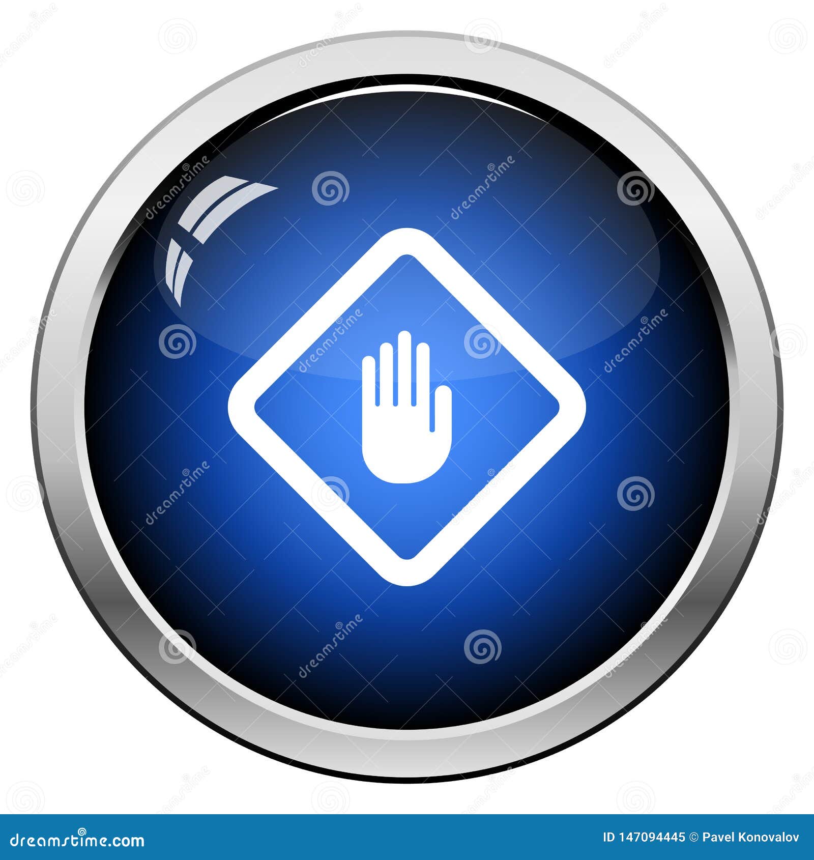 Icon of Warning Hand stock vector. Illustration of blue - 147094445