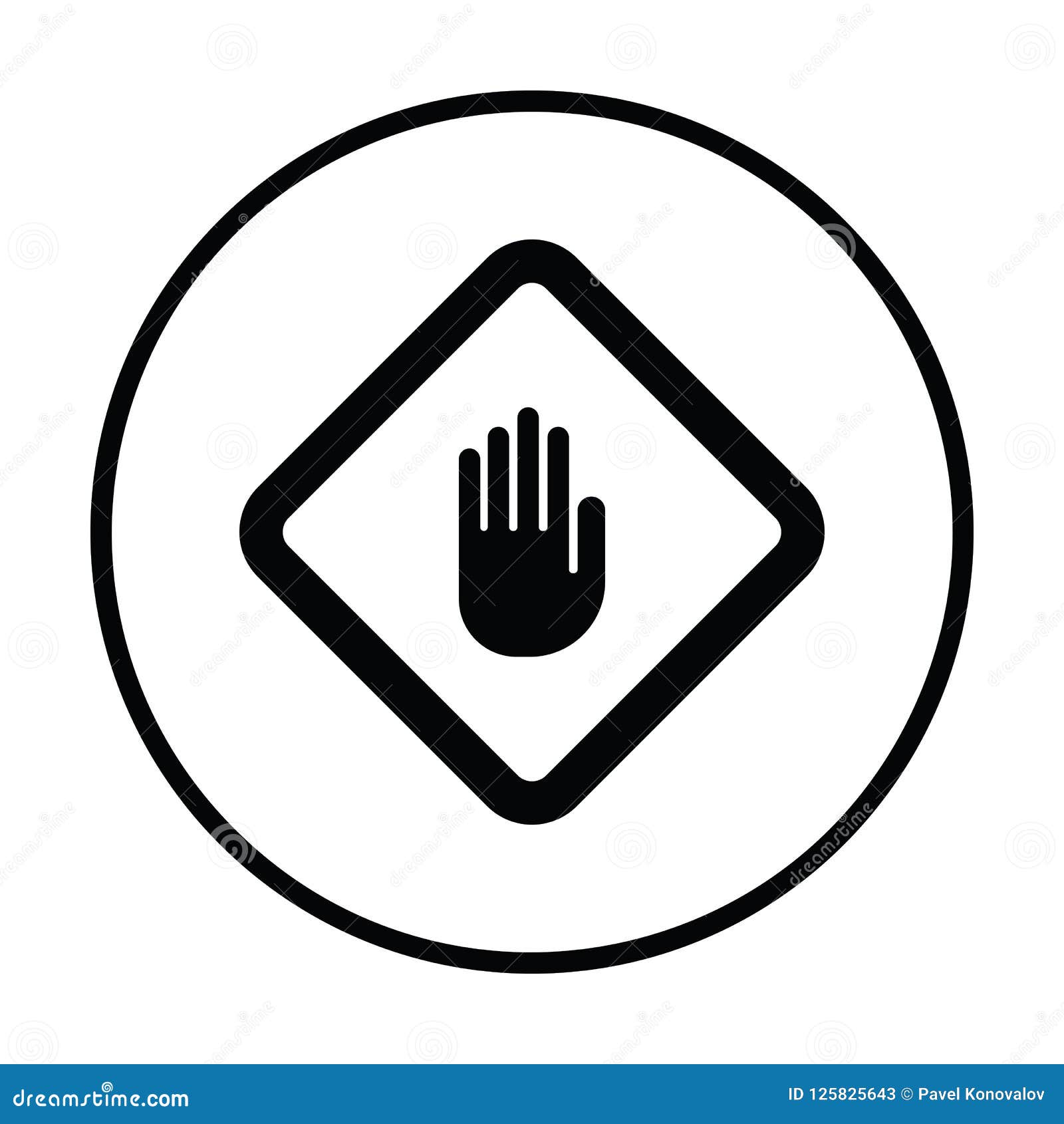 Icon of Warning hand stock vector. Illustration of notification - 125825643