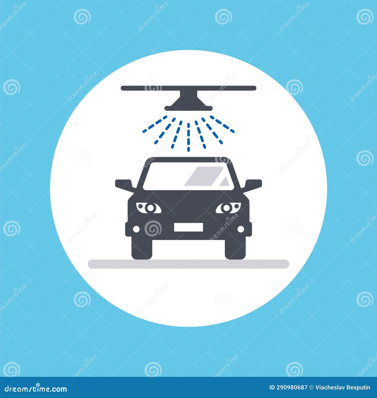 Icon wash car with water. stock vector. Illustration of vector - 290980687