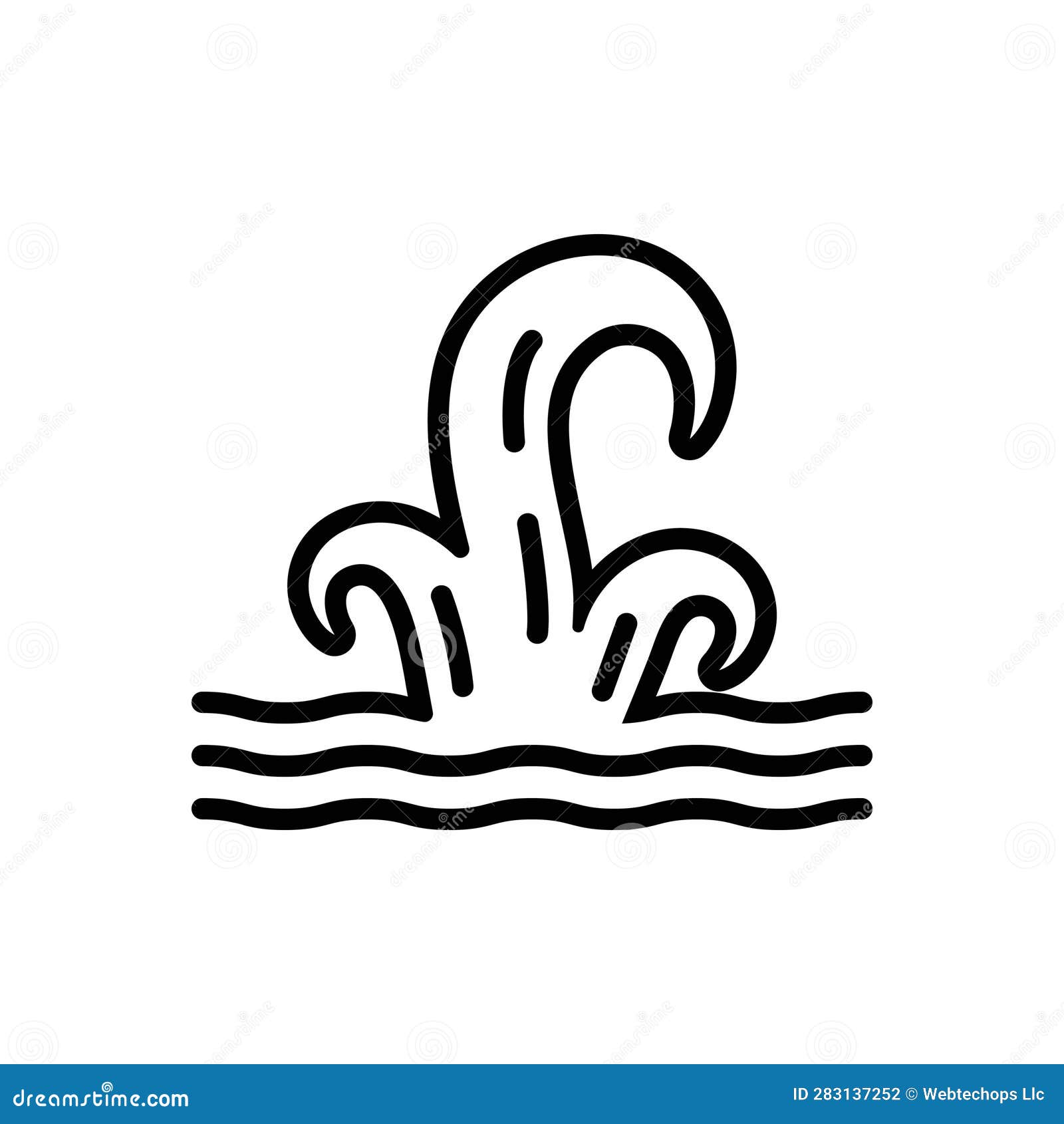 Black Line Icon for Waves, Ripple and Ocean Stock Vector - Illustration ...