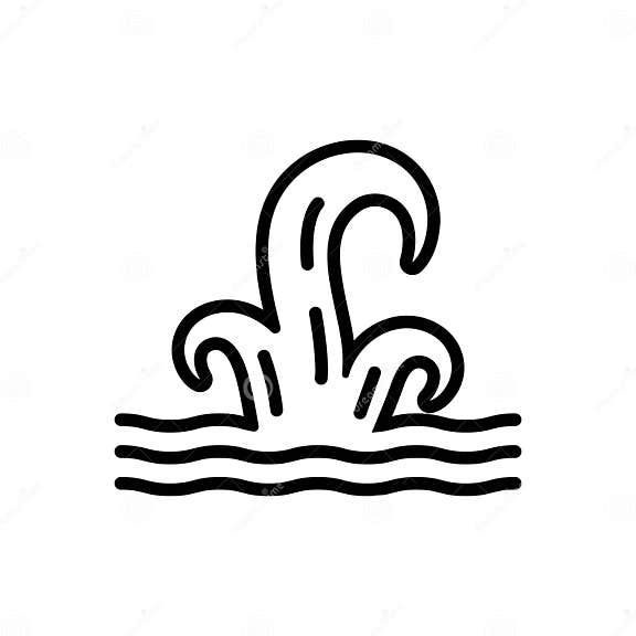 Black Line Icon for Waves, Ripple and Ocean Stock Vector - Illustration ...
