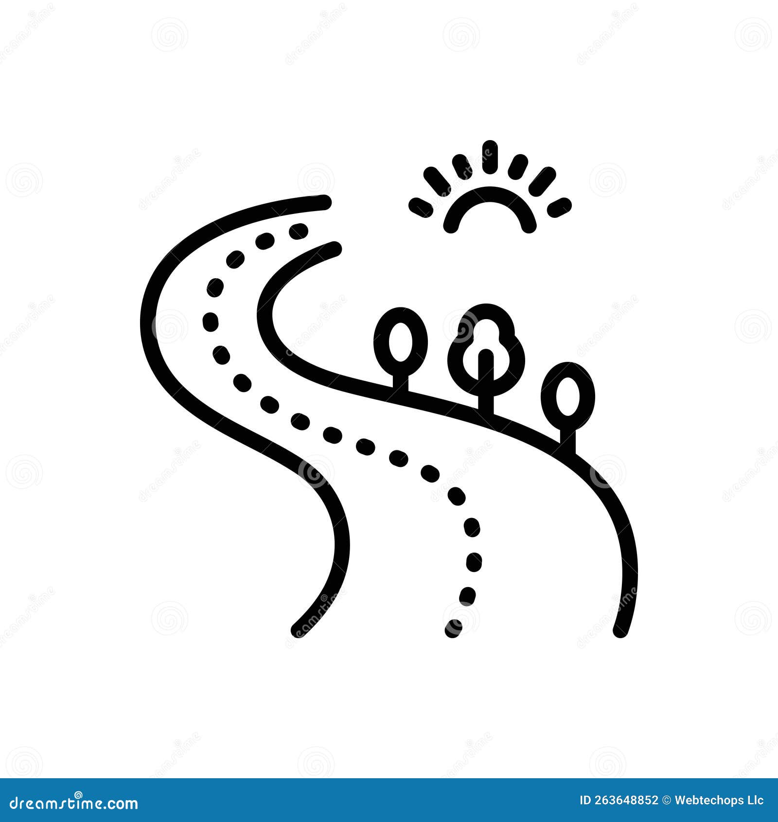 Black Line Icon for Way, Path and Route Stock Vector - Illustration of ...