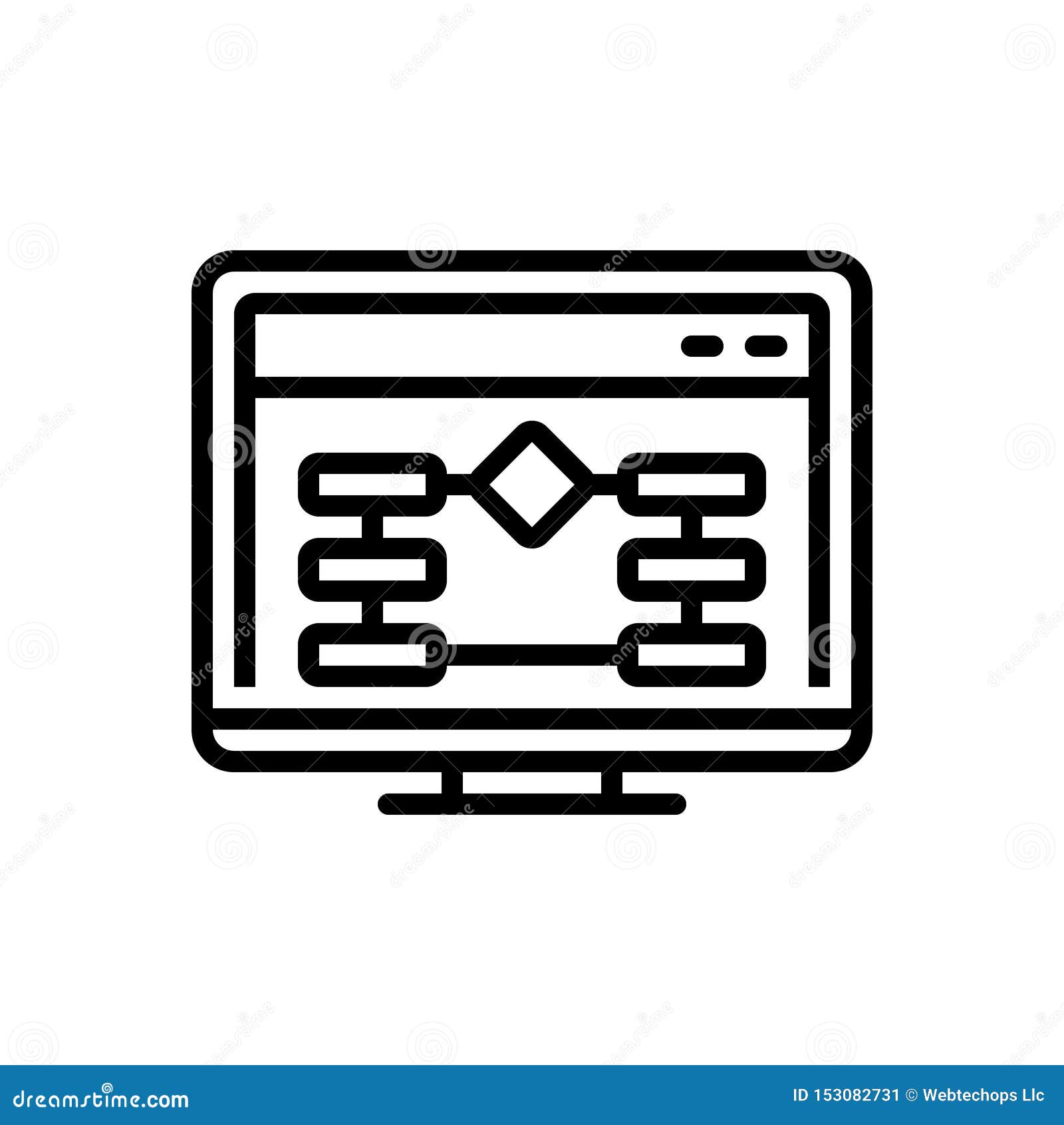 Black Line Icon for Website Algorithm, Application and Coding Stock ...