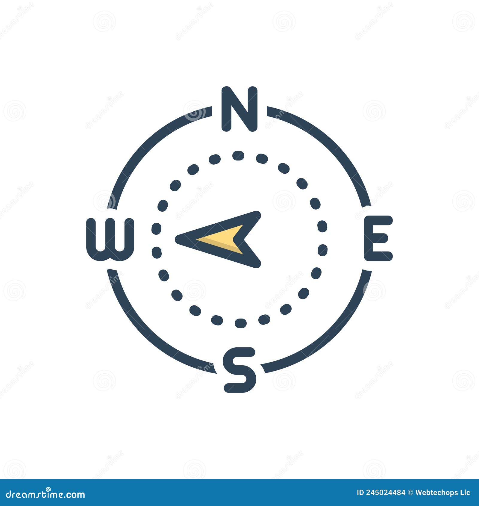 Color Illustration Icon for West, Direction and Compass Stock ...