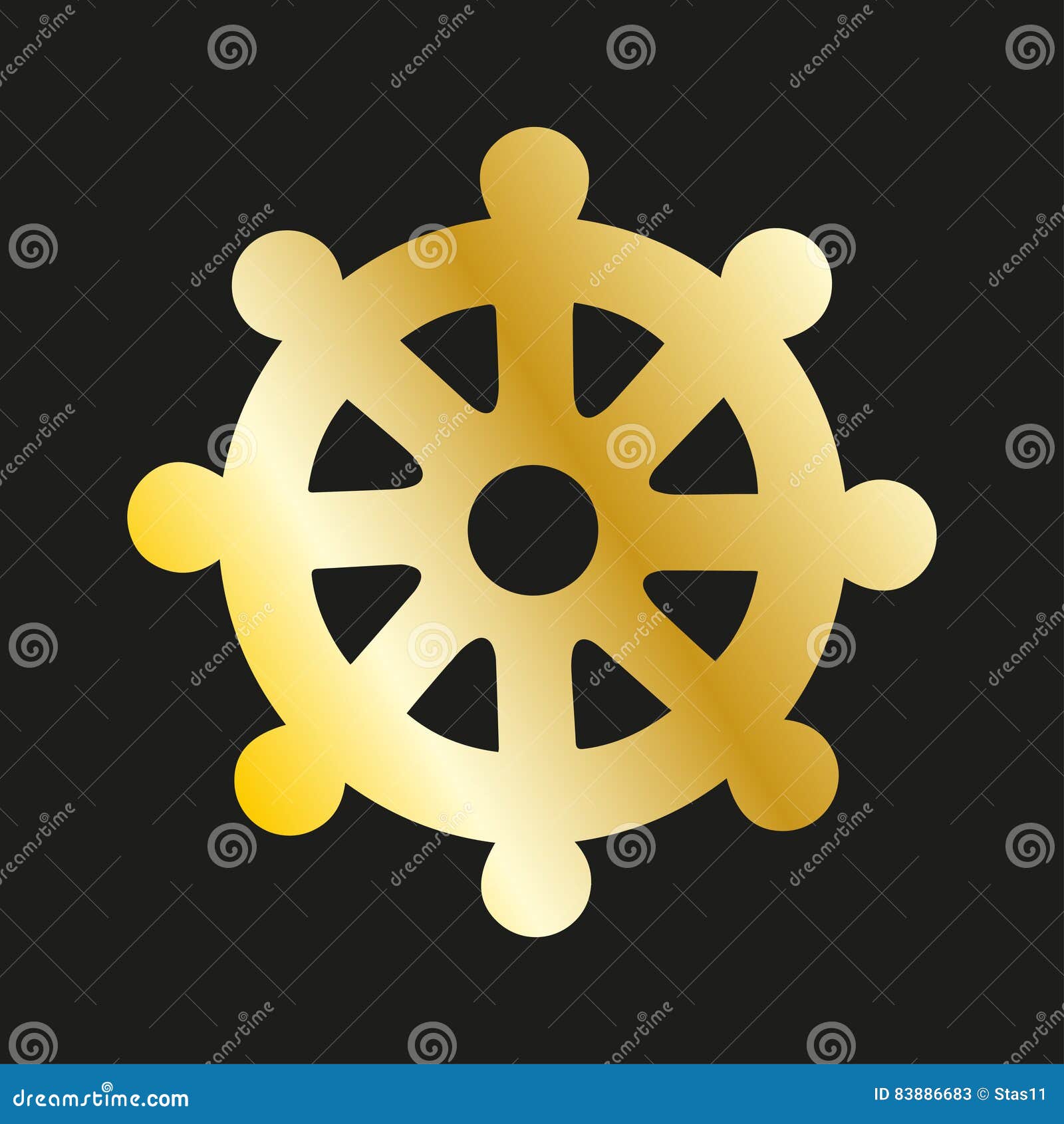 Icon Wheel of of Dharma in Gold. Buddhist Symbol Stock Vector ...