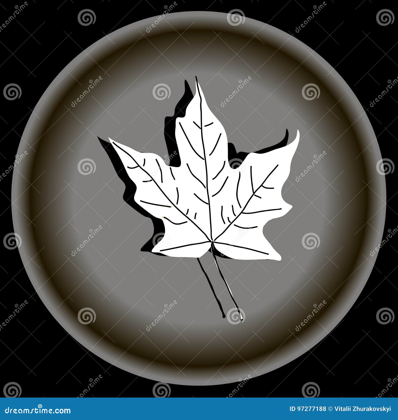 Icon White Maple Leave on Grey Plate. Stock Illustration - Illustration ...
