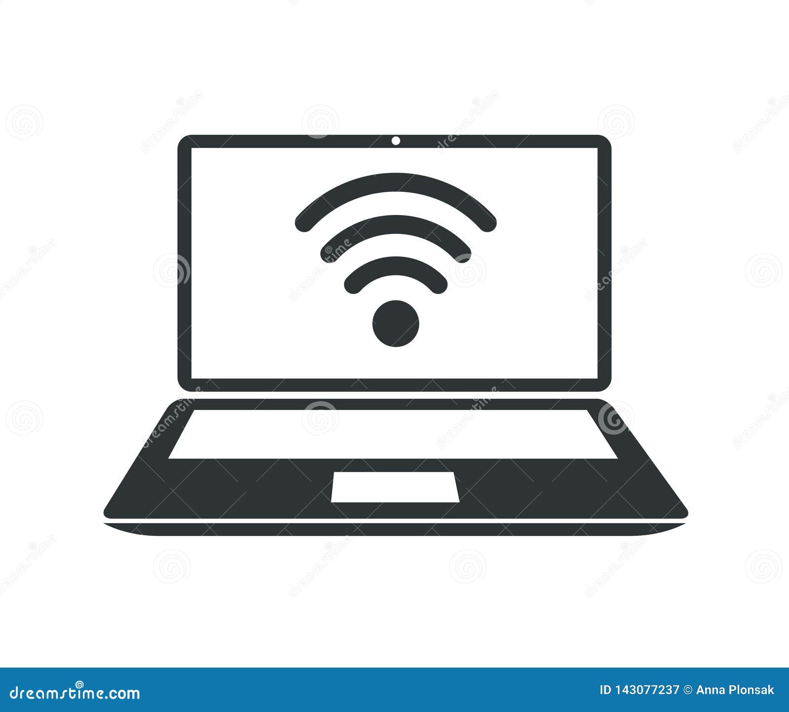 Icon wi-fi in the laptop stock illustration. Illustration of line ...