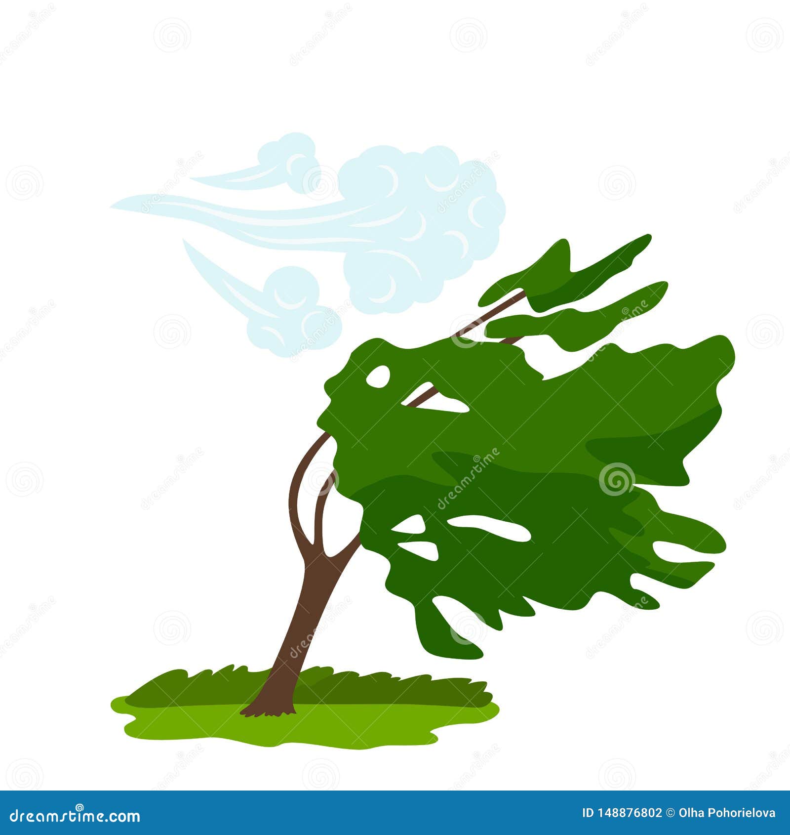 The Icon of the Wind that Bends the Green Tree. Concept of Weather ...