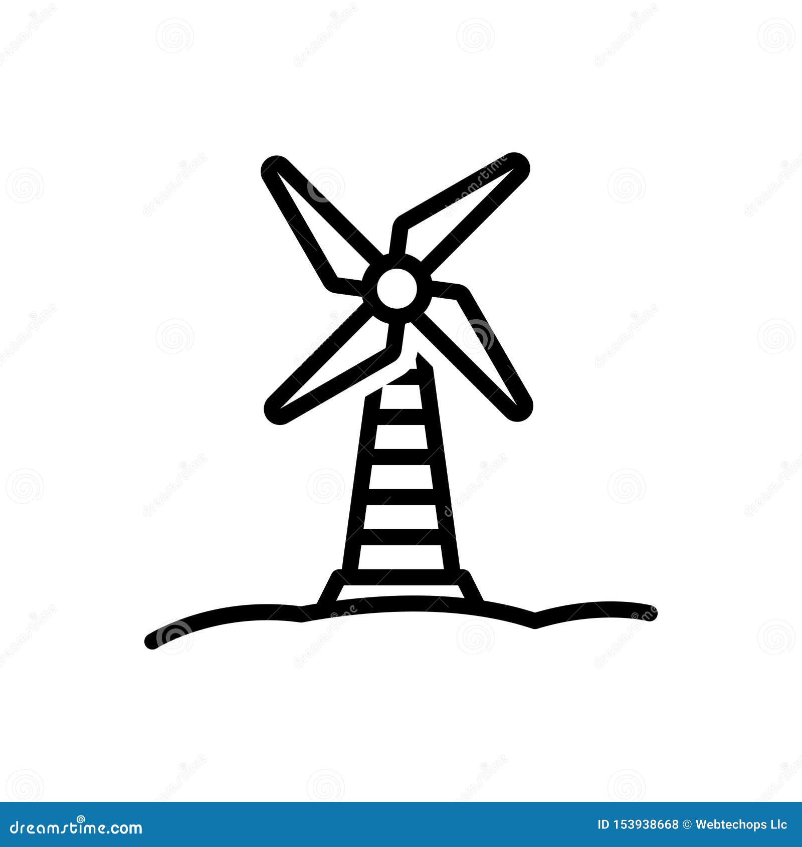 Black Line Icon for Windmill, Propeller and Ventilator Stock Vector ...