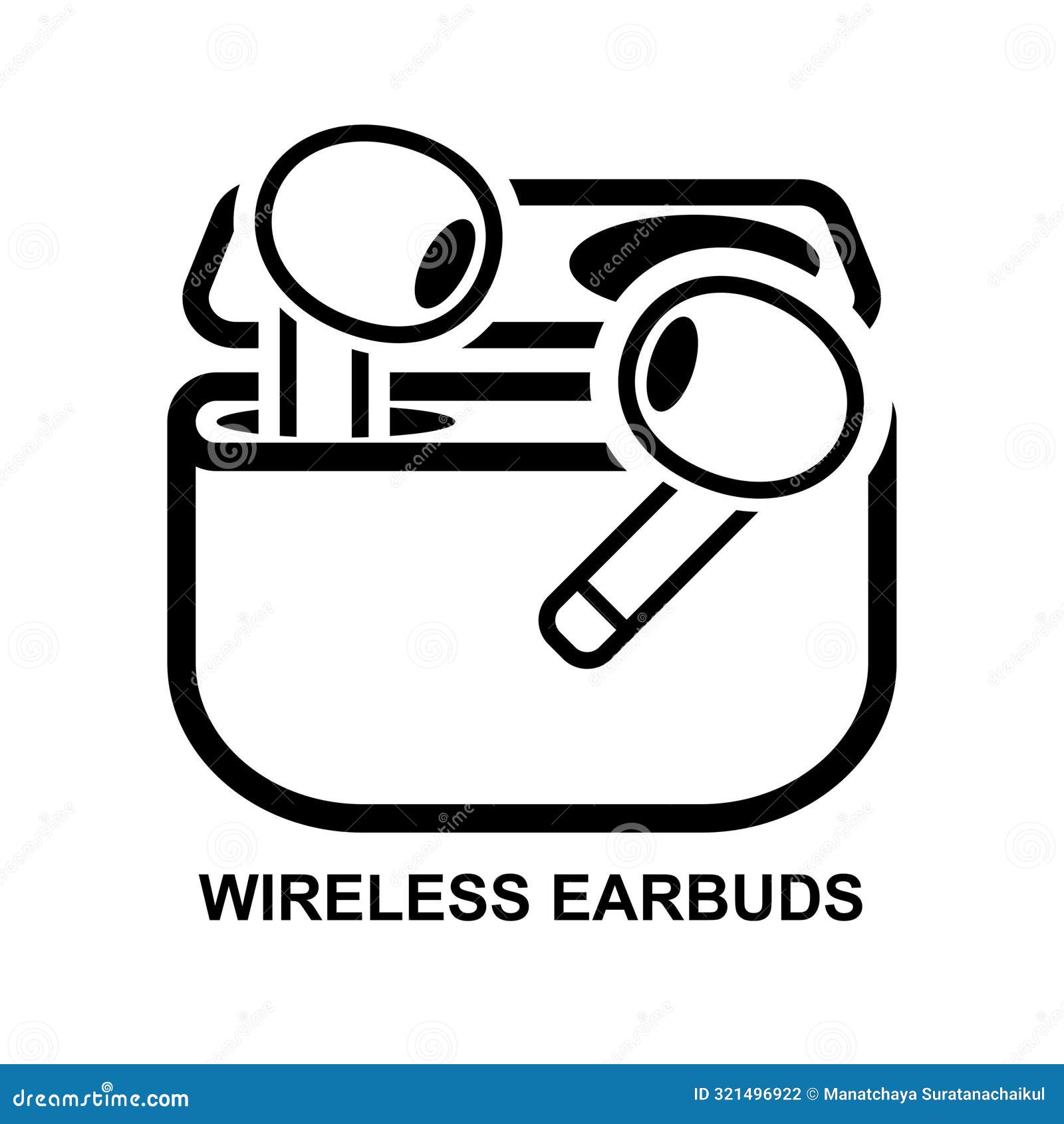 Wireless Earbuds Icon. Wireless Earbuds with Case Isolated on ...