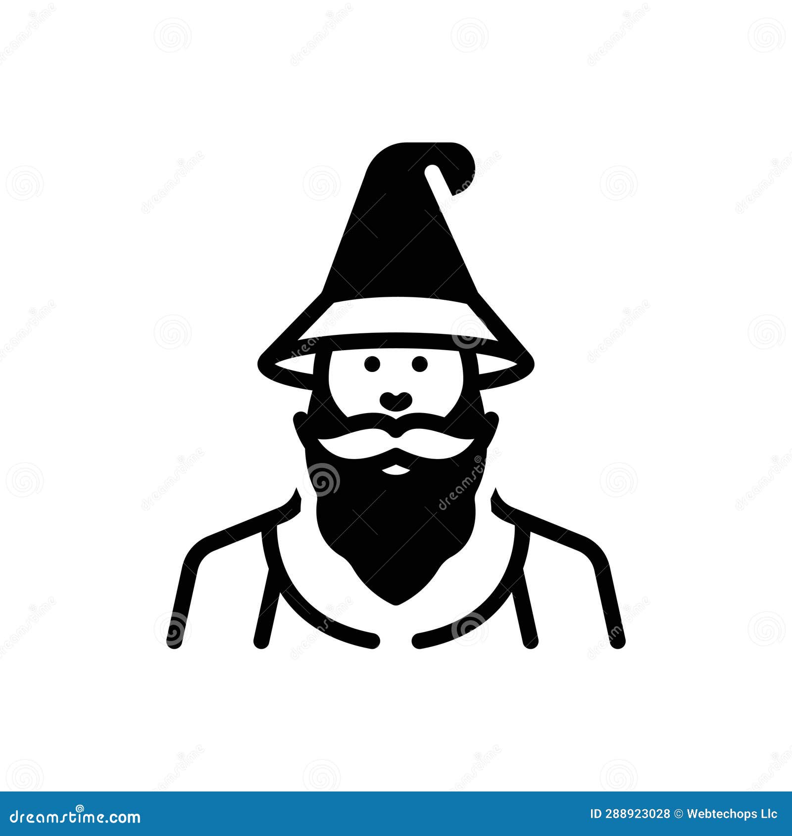 Black Solid Icon for Wizard, Sorcerer and Beard Stock Vector ...