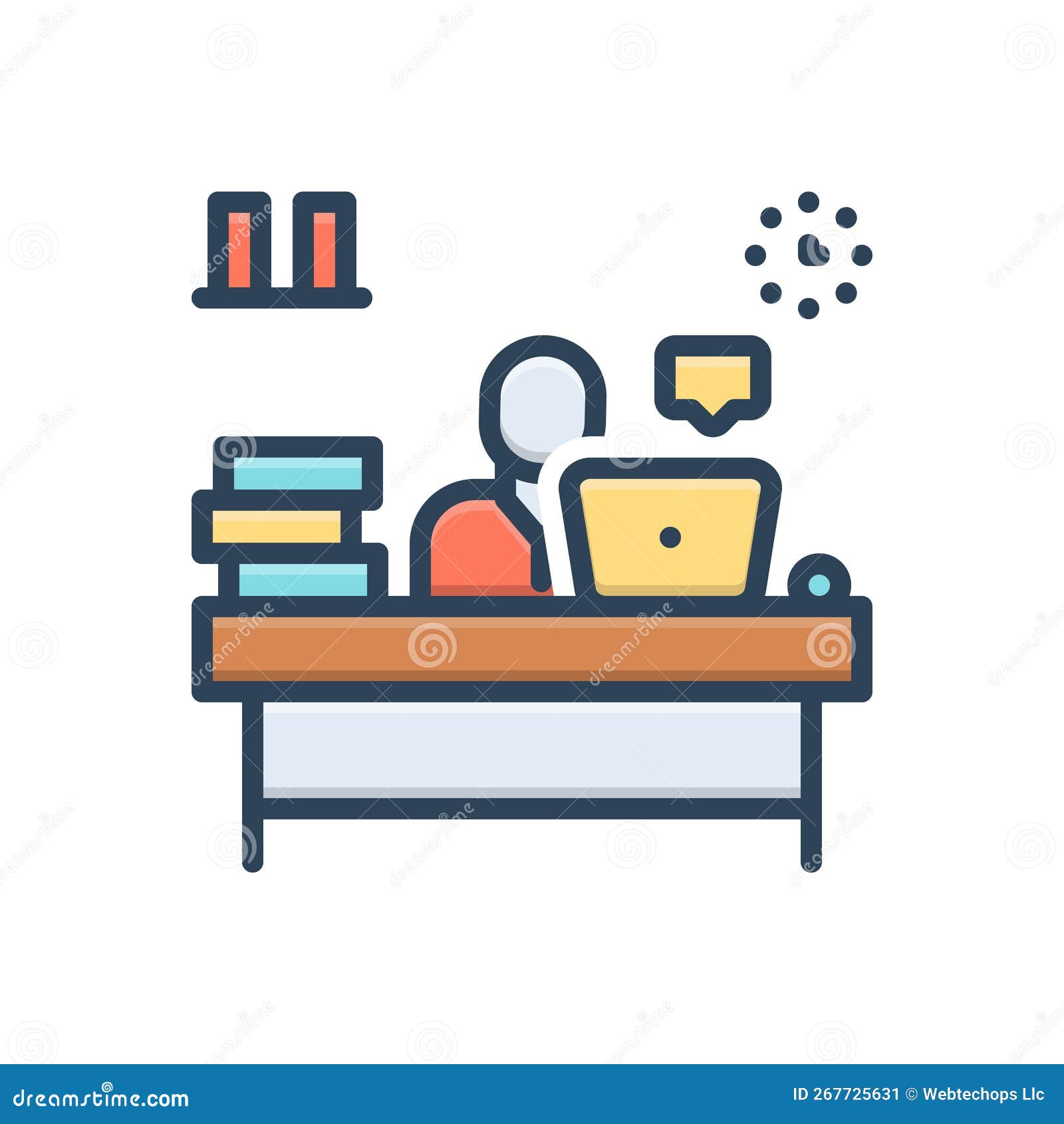 Color Illustration Icon for Working, Desk Office and Worker Stock ...