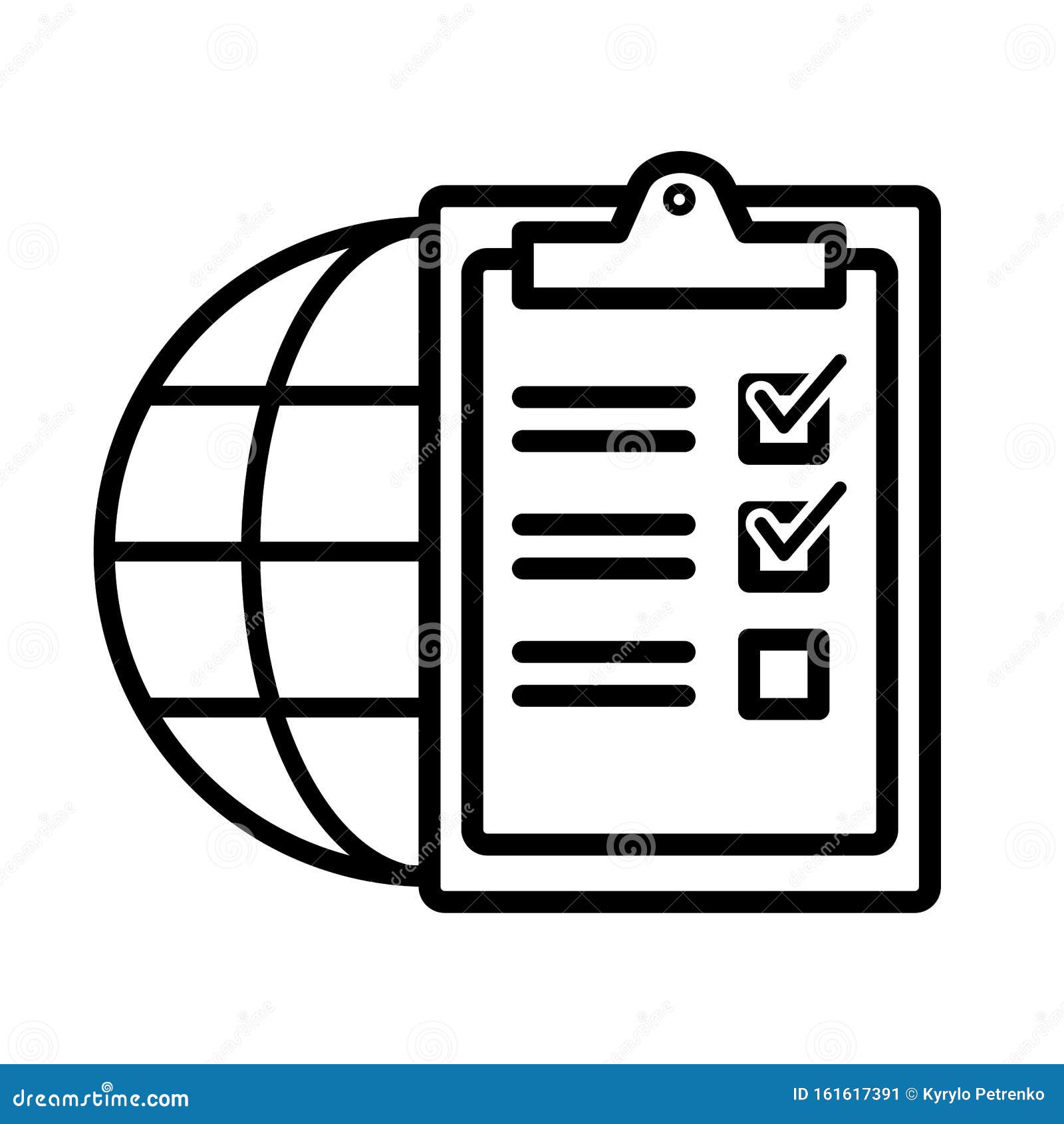 Icon World and Checklist for Global Tasks Stock Vector - Illustration ...