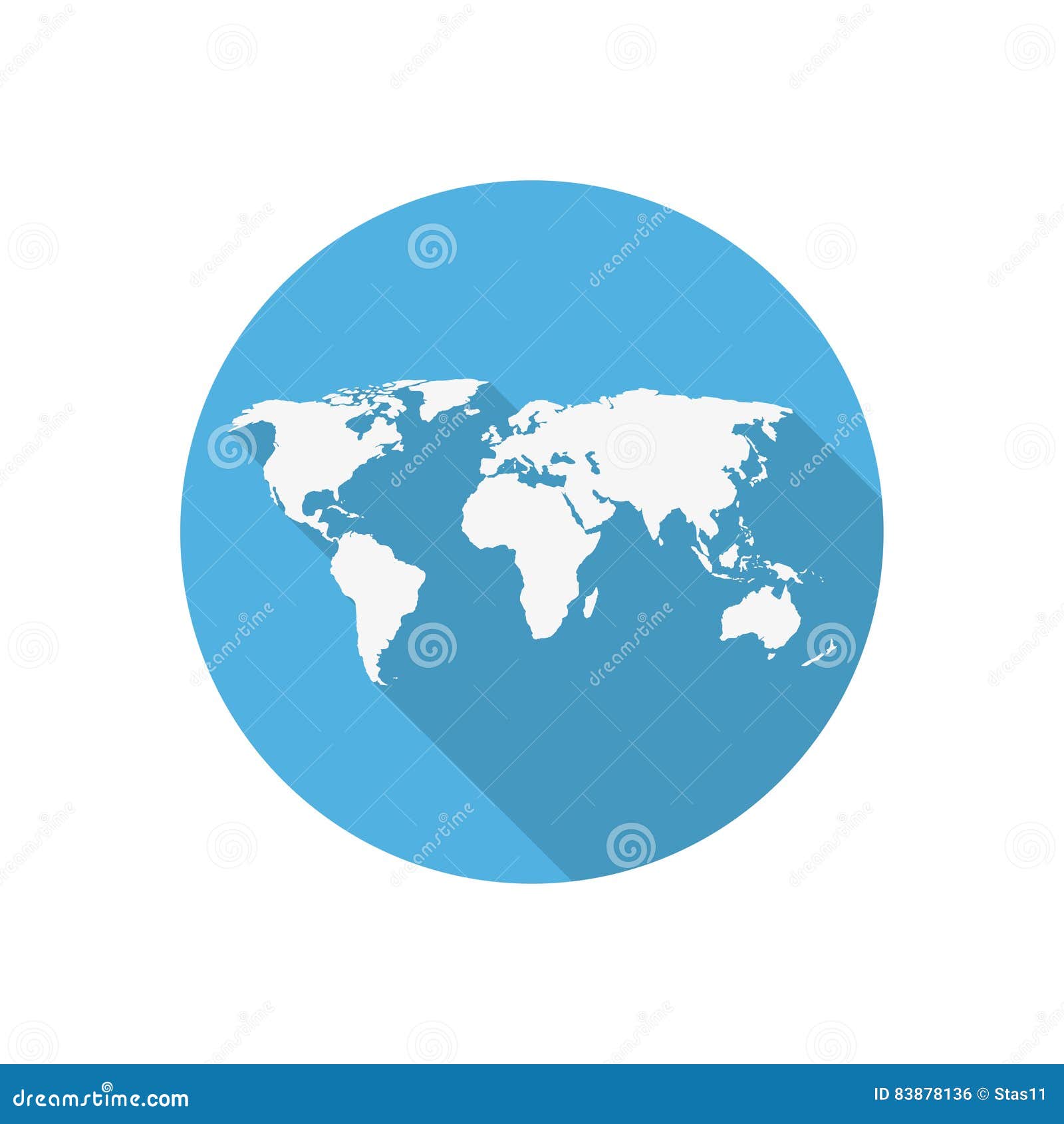 Icon World Map on a Blue Circle in a Flat Design Stock Vector ...