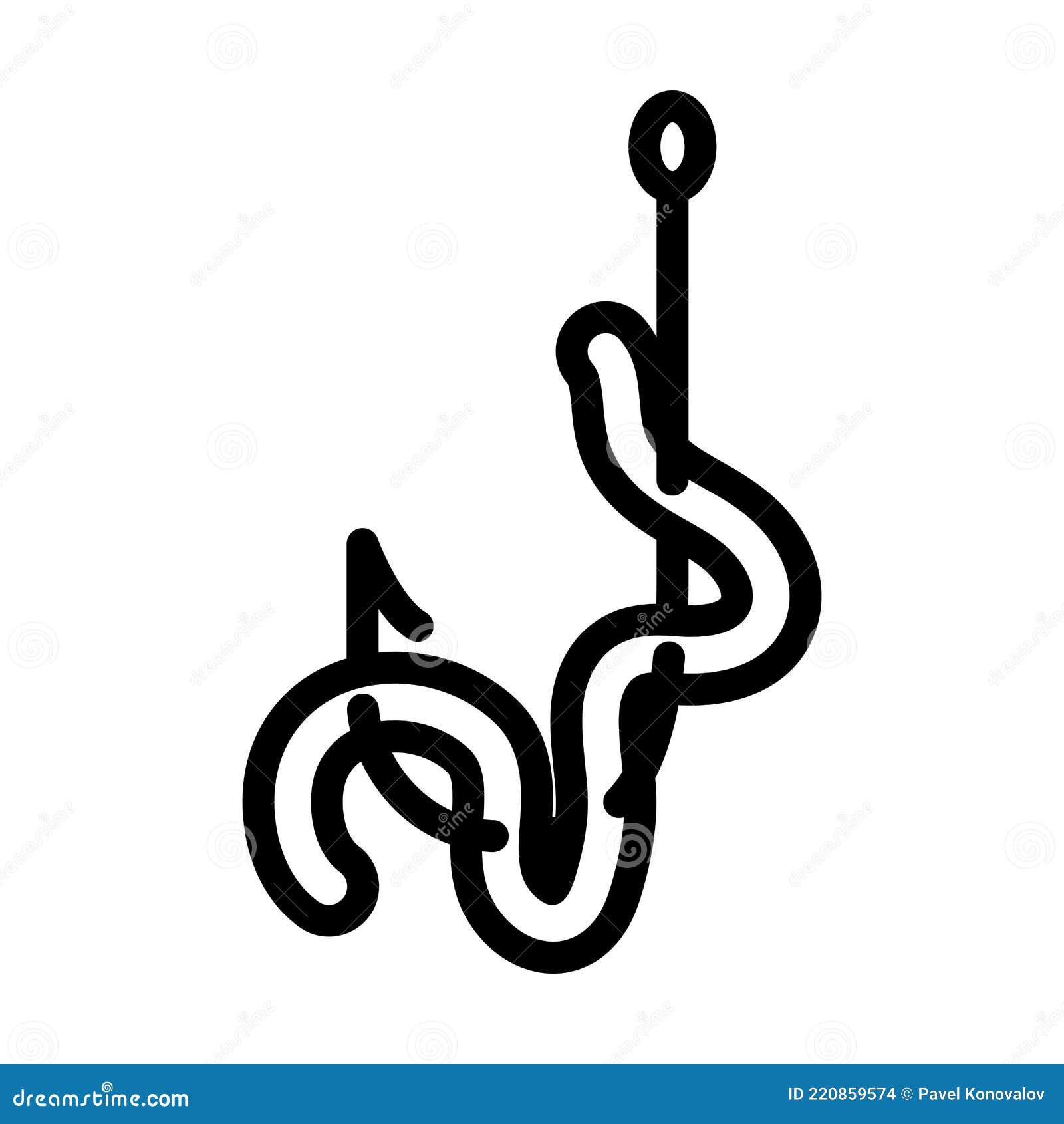 Icon of Worm on Hook stock vector. Illustration of fishhook - 220859574