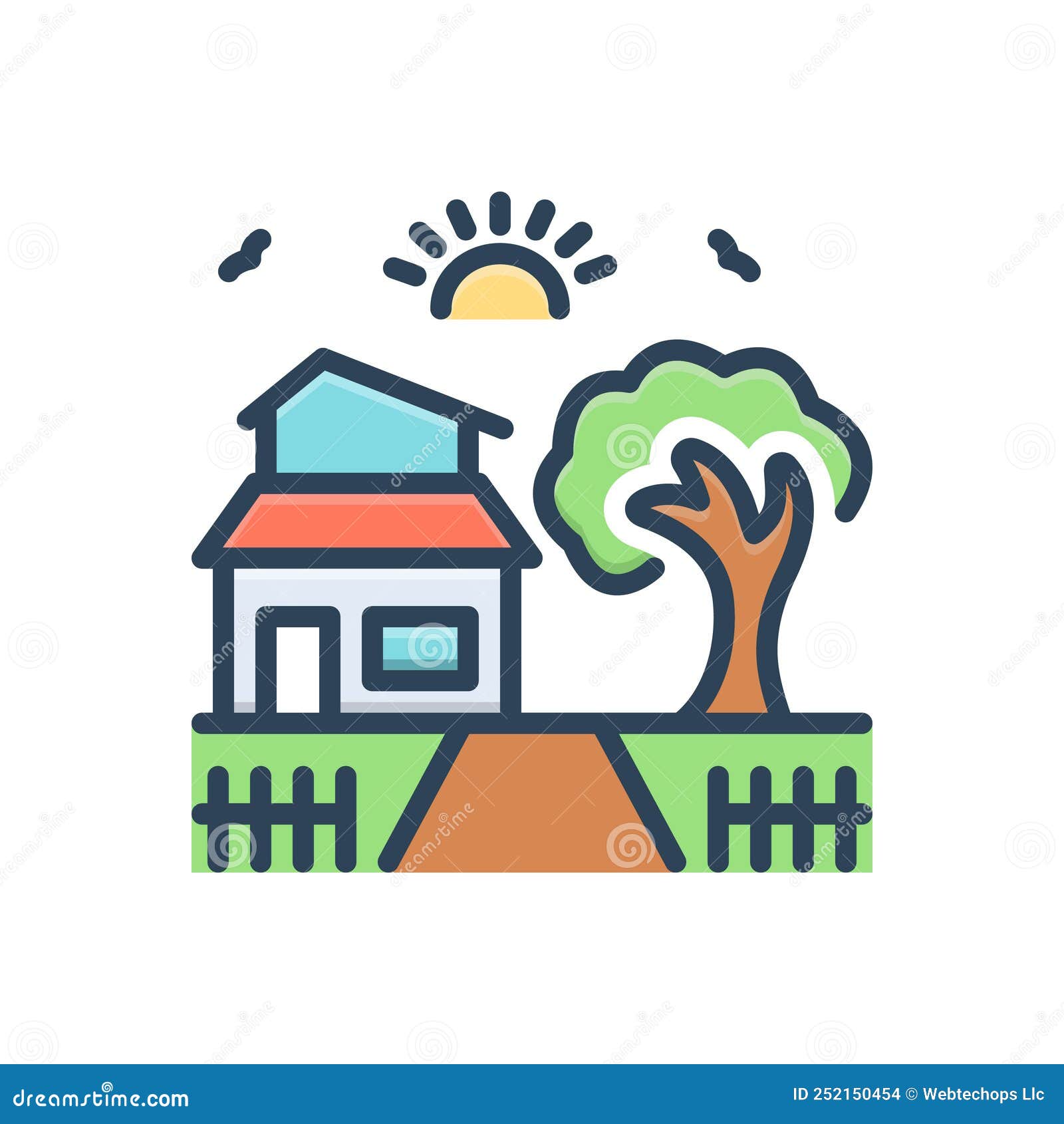 Color Illustration Icon for Yard, Courtyard and Garden Stock Vector ...