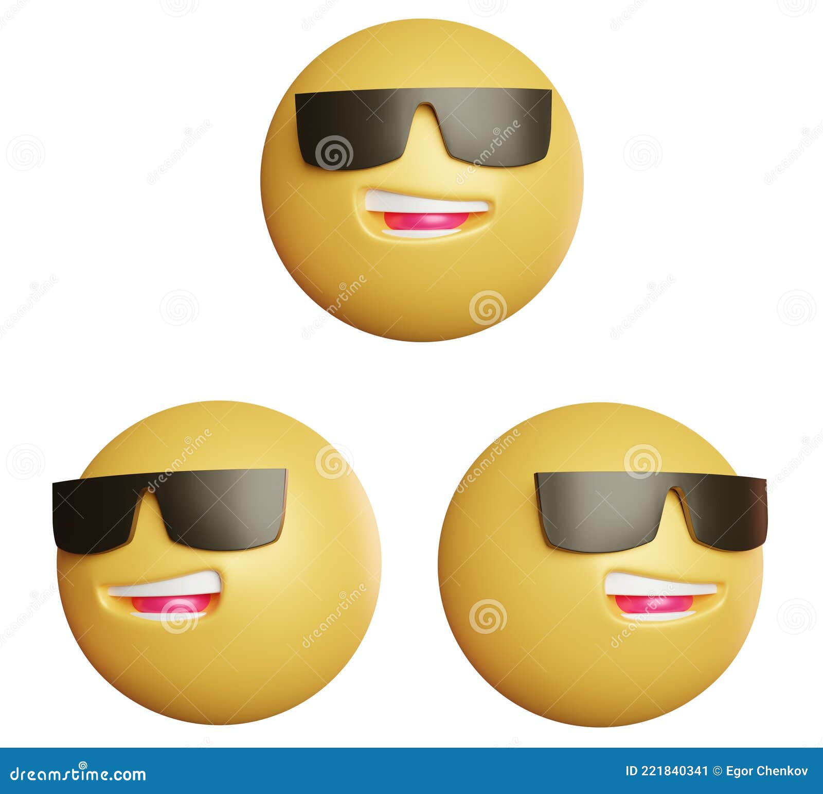 Icon Yellow Smiley in 3D, Cool Dude Stock Image - Illustration of great ...