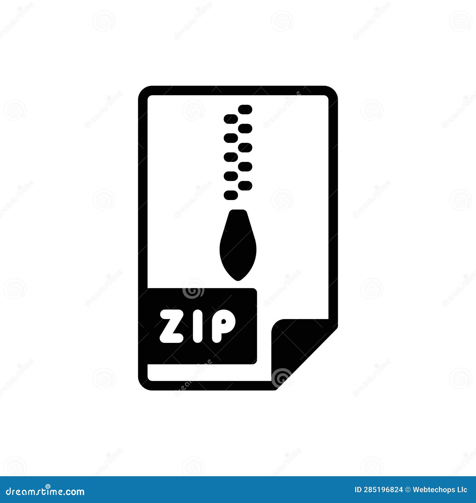 Black Solid Icon for Zip, File Type and Extension Stock Illustration ...