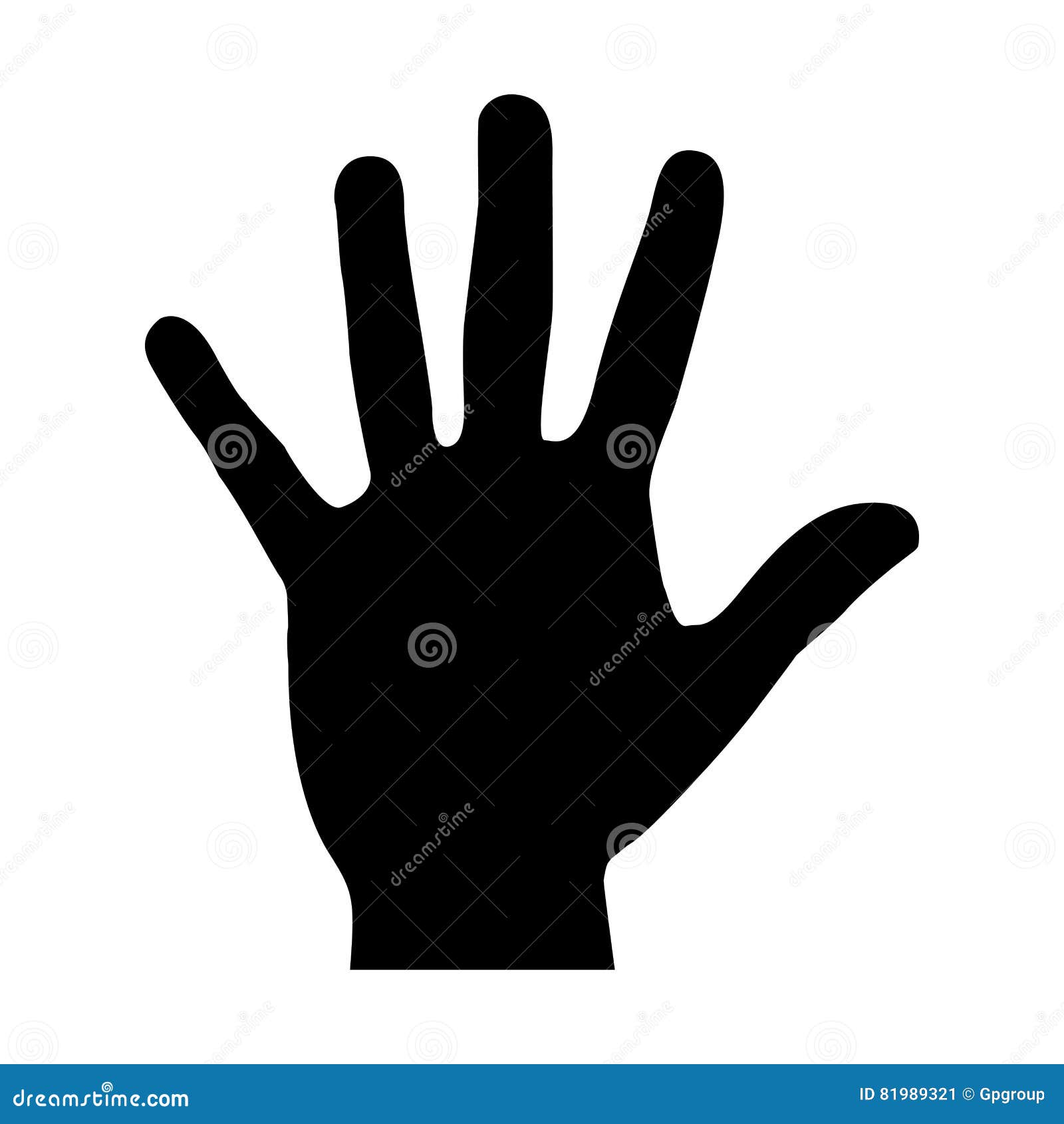 Icona Aperta Della Mano Nera Della Siluetta Illustrazione di Stock ...