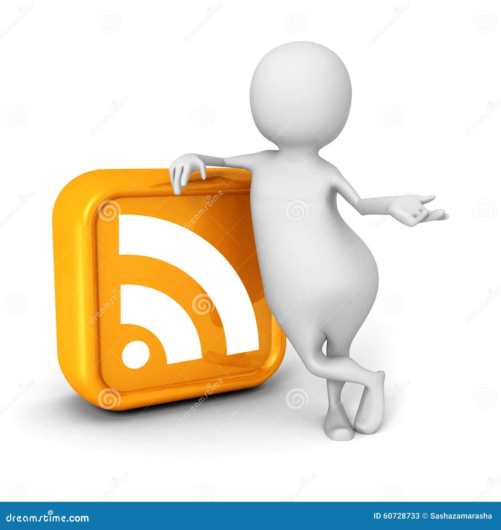 Icona Bianca Di 3d Person with Orange RSS Illustrazione di Stock ...