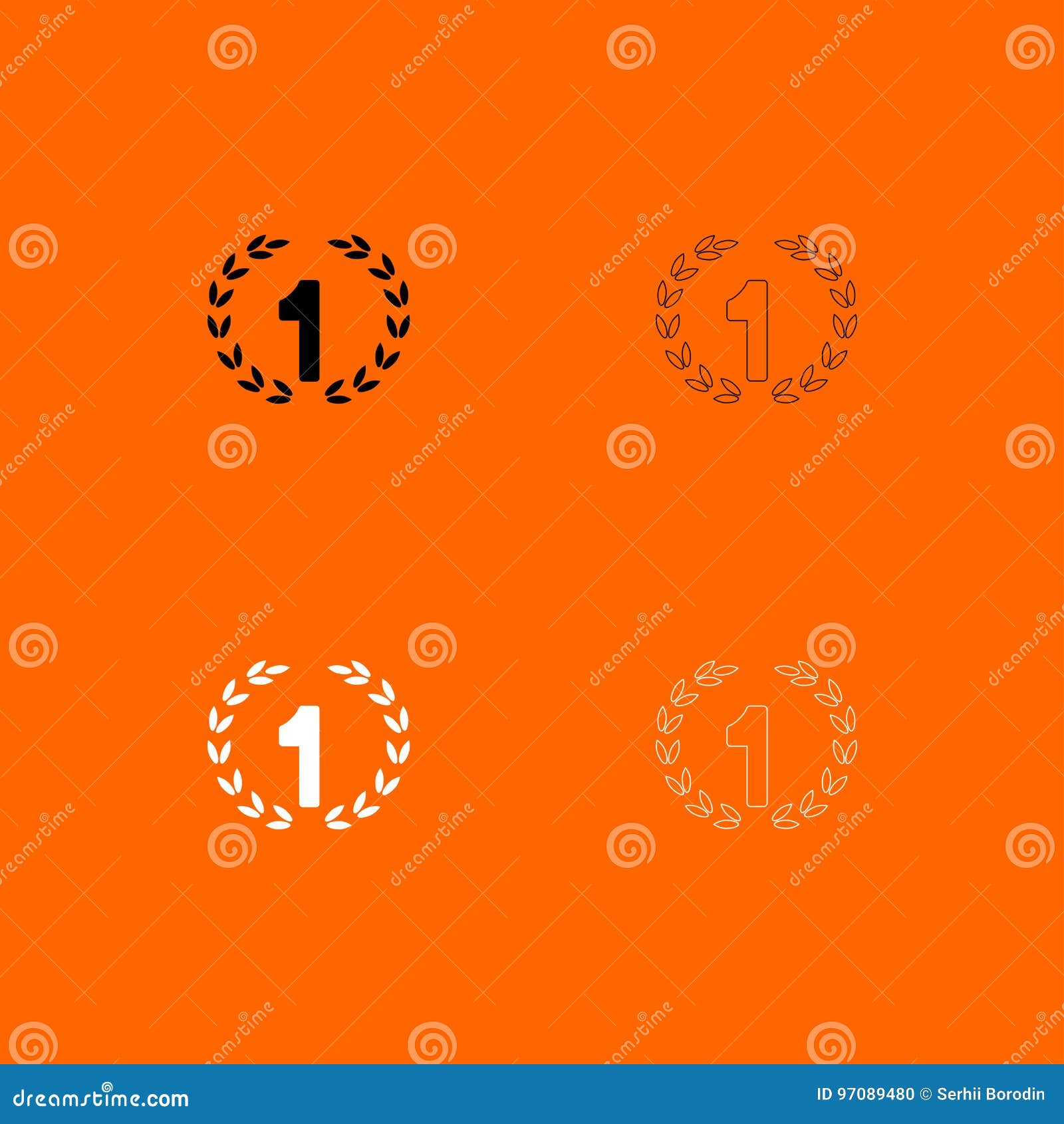 Icona in Bianco E Nero Dell'insieme Del Primo Posto Illustrazione ...