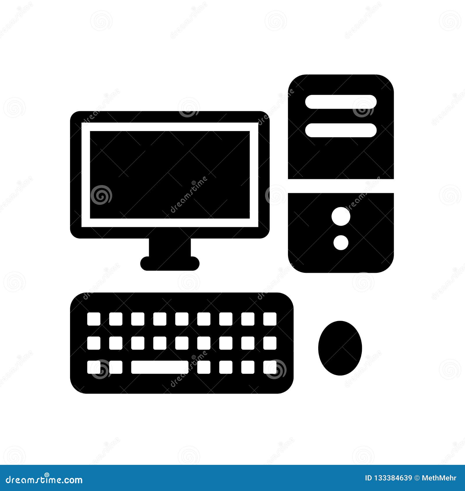 Icona Del Computer Isolata Su Fondo Bianco Illustrazione Vettoriale ...