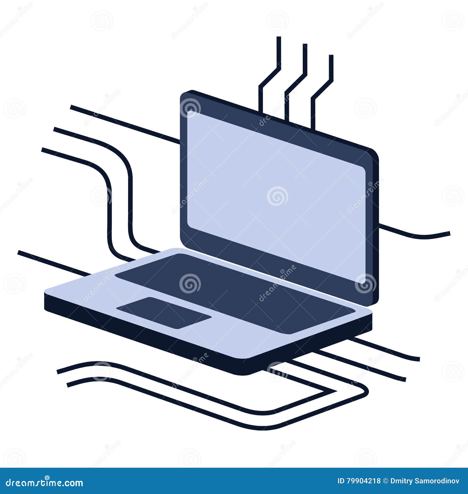 Icona Del Computer Portatile Nello Stile Piano Illustrazione di Stock ...