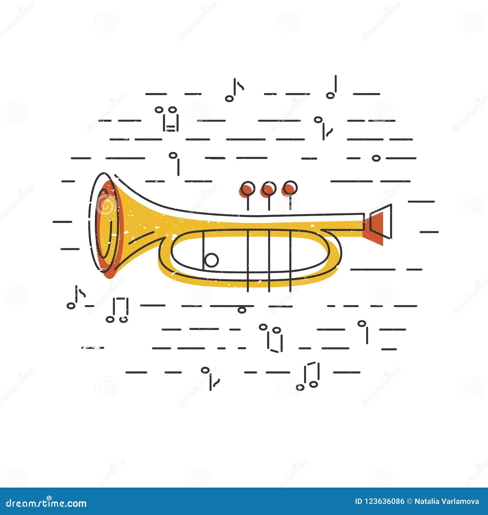 Icona Del Corno O Della Cornetta Isolata Su Fondo Illustrazione di ...