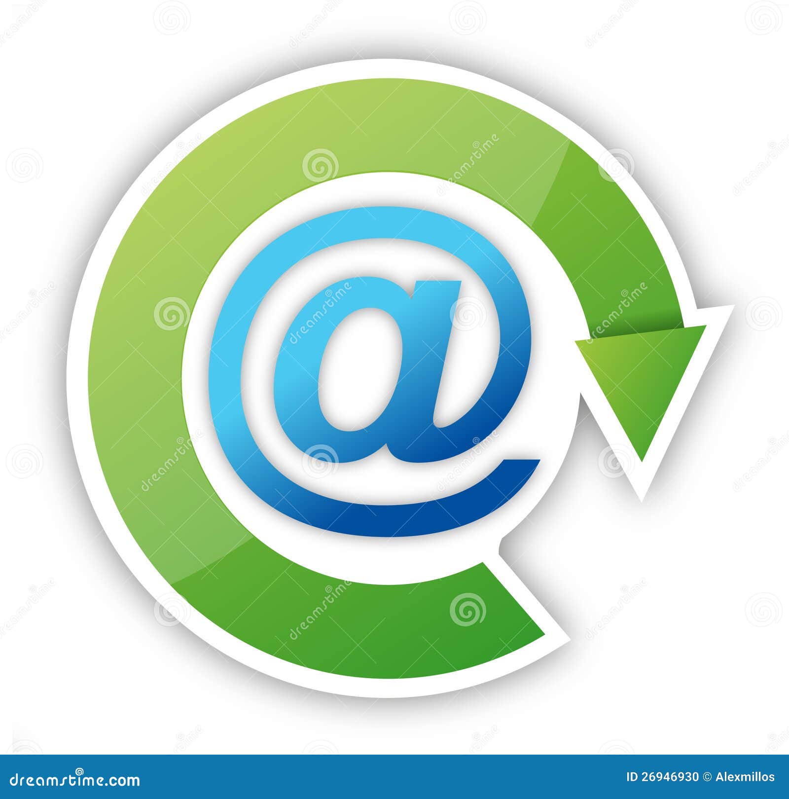 Icona Del Email Con L'autoadesivo Verde Della Freccia Sopra ...