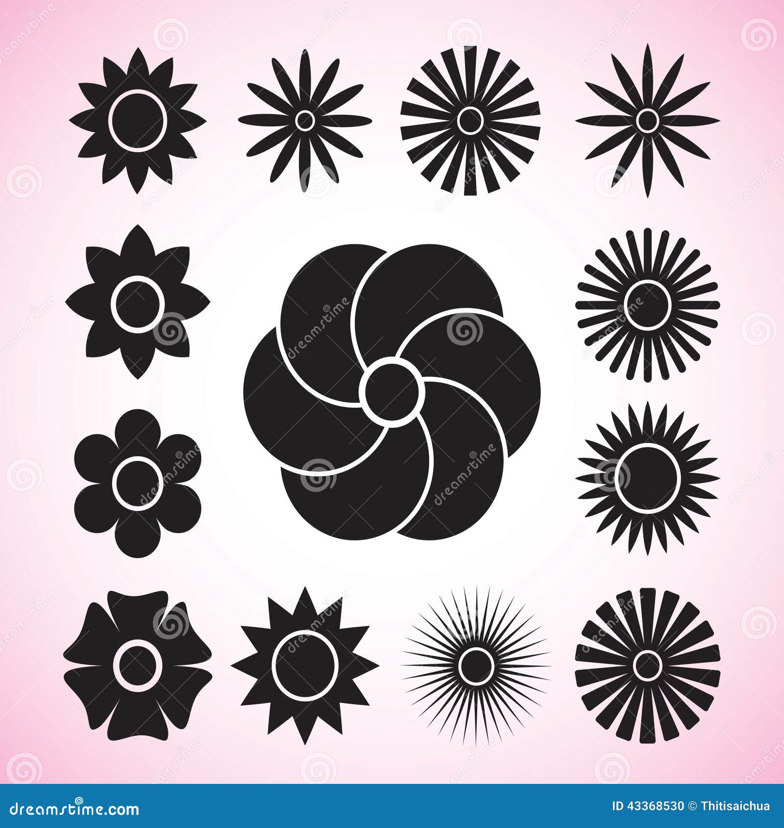 Icona Del Fiore Di Vettore in Bianco E Nero Illustrazione Vettoriale ... Icona Del Fiore Di Vettore in Bianco E Nero Illustrazione Vettoriale ...
