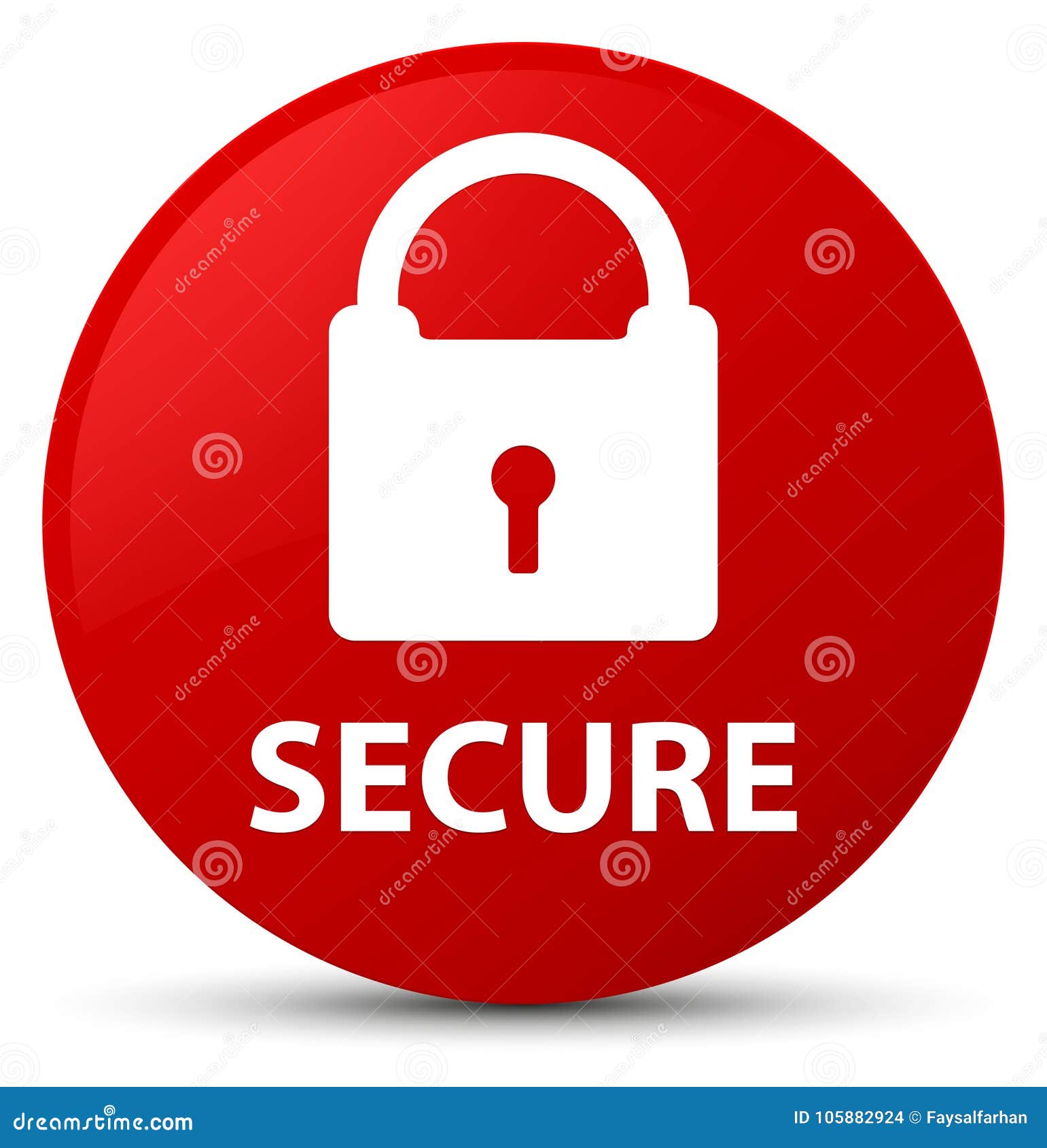 (Icona Del Lucchetto) Bottone Rotondo Rosso Sicuro Illustrazione di ...