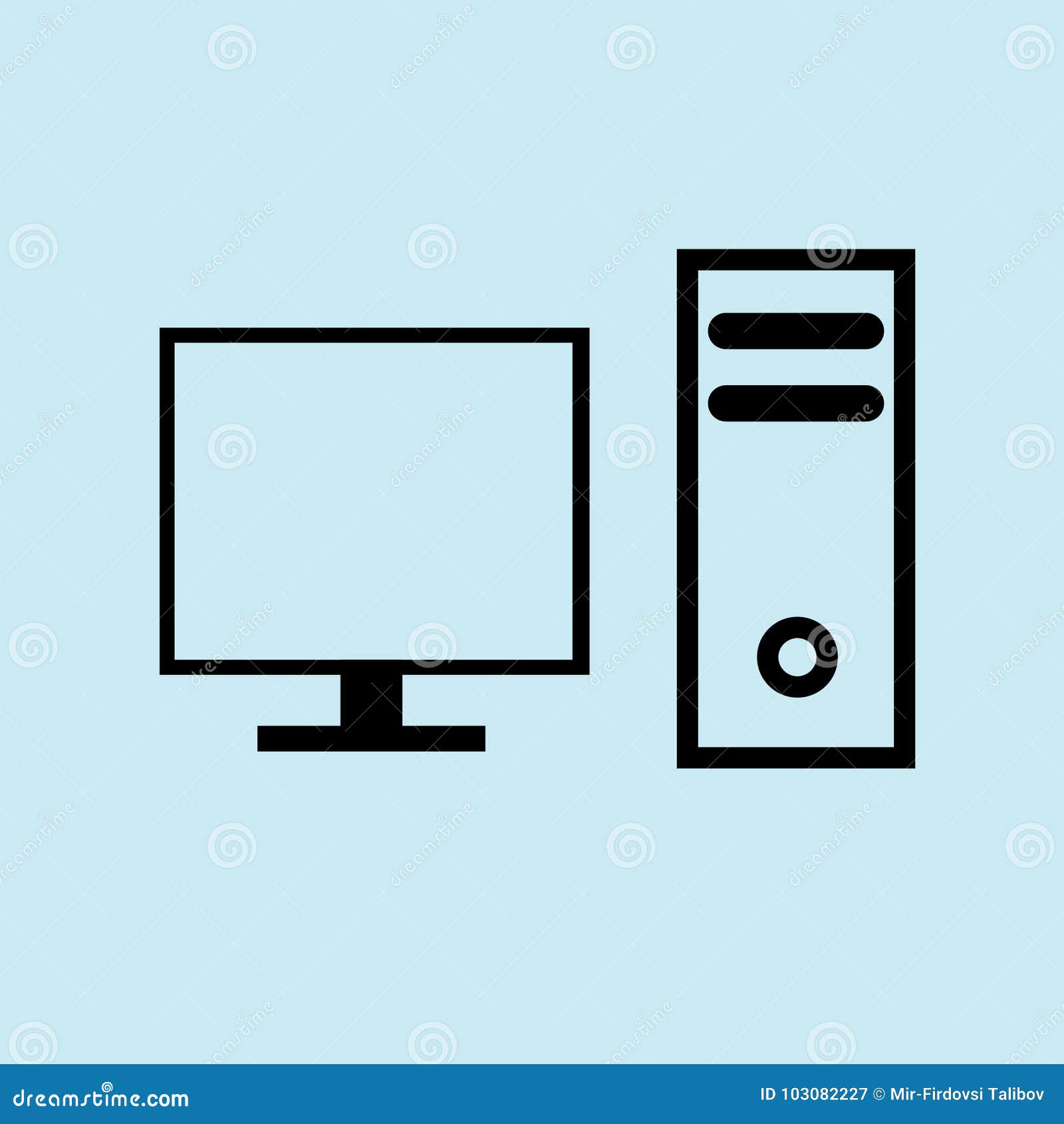 Icona Del PC, Icona Del Computer, Vettore Blu Del Fondo Illustrazione ...